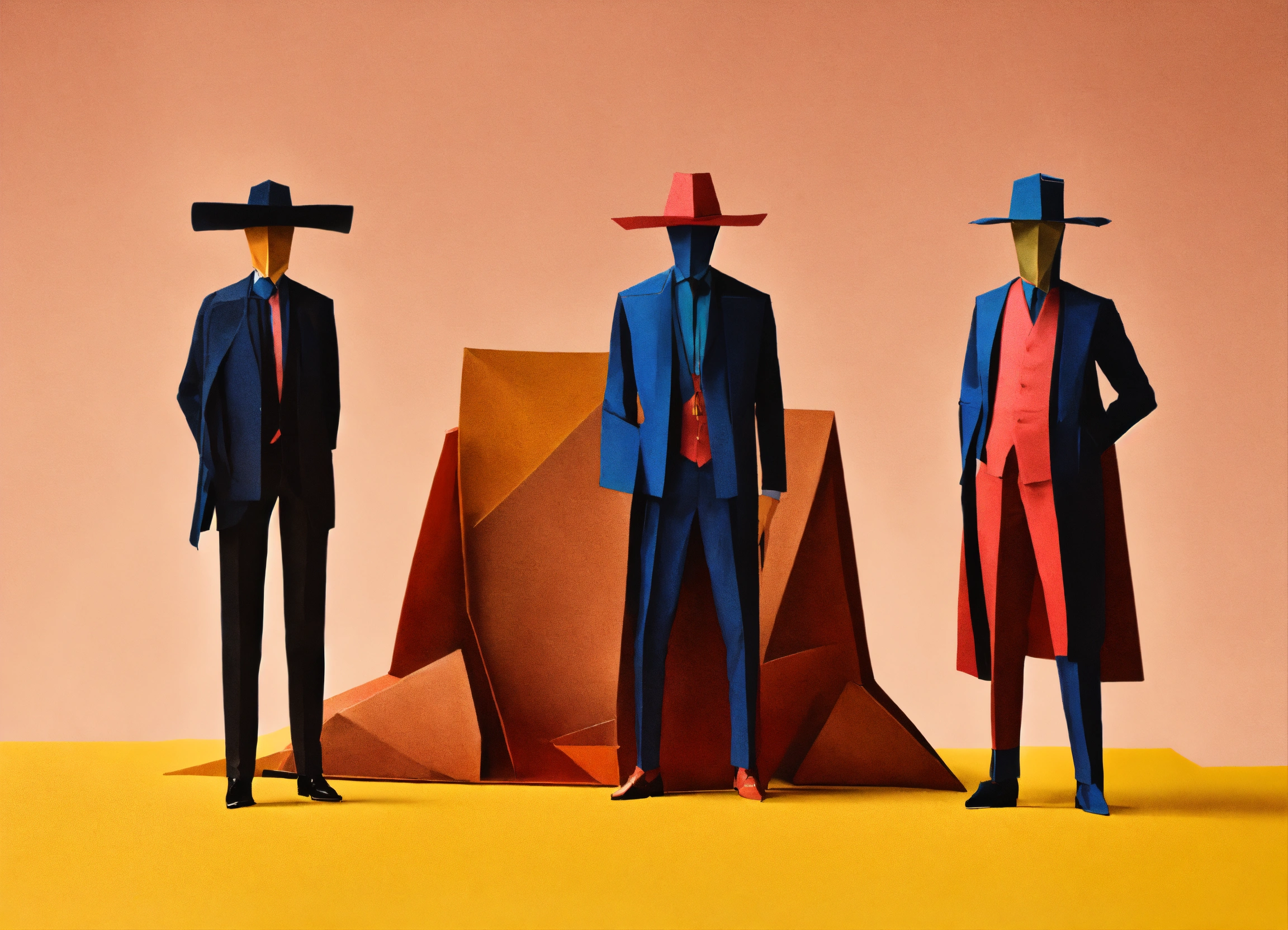 Lexica - 3 people the good, the bad and the ugly with origami ...