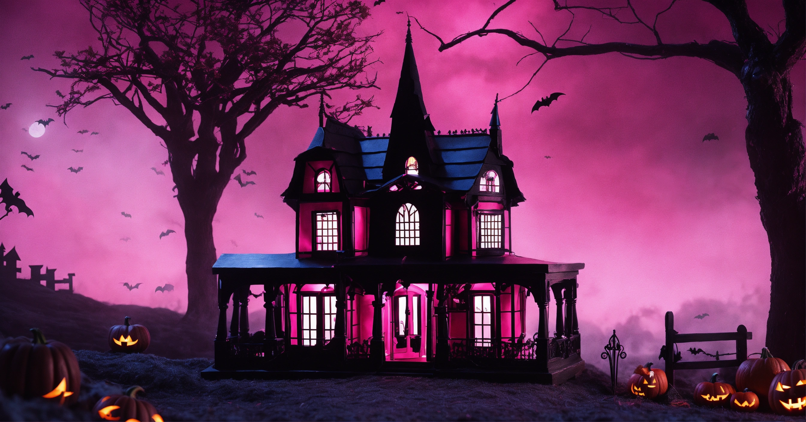 Lexica - Barbie dolls, witch, black, pink, witches house exterior ...