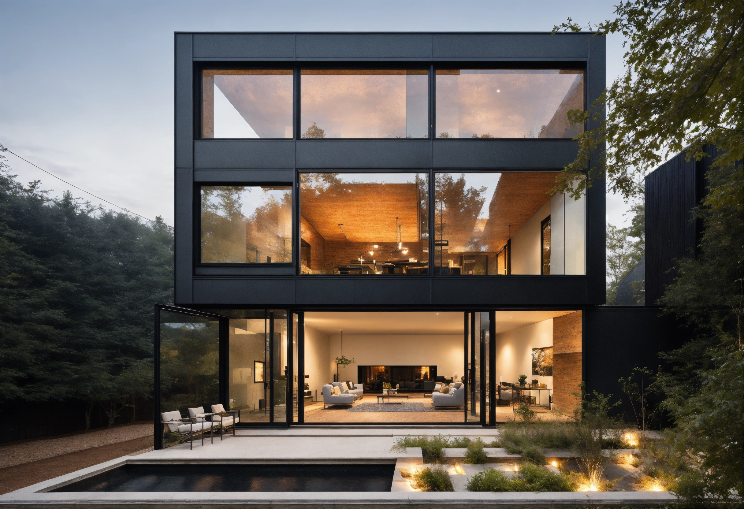Lexica - Geometric and symmetrical steel house architecture.
