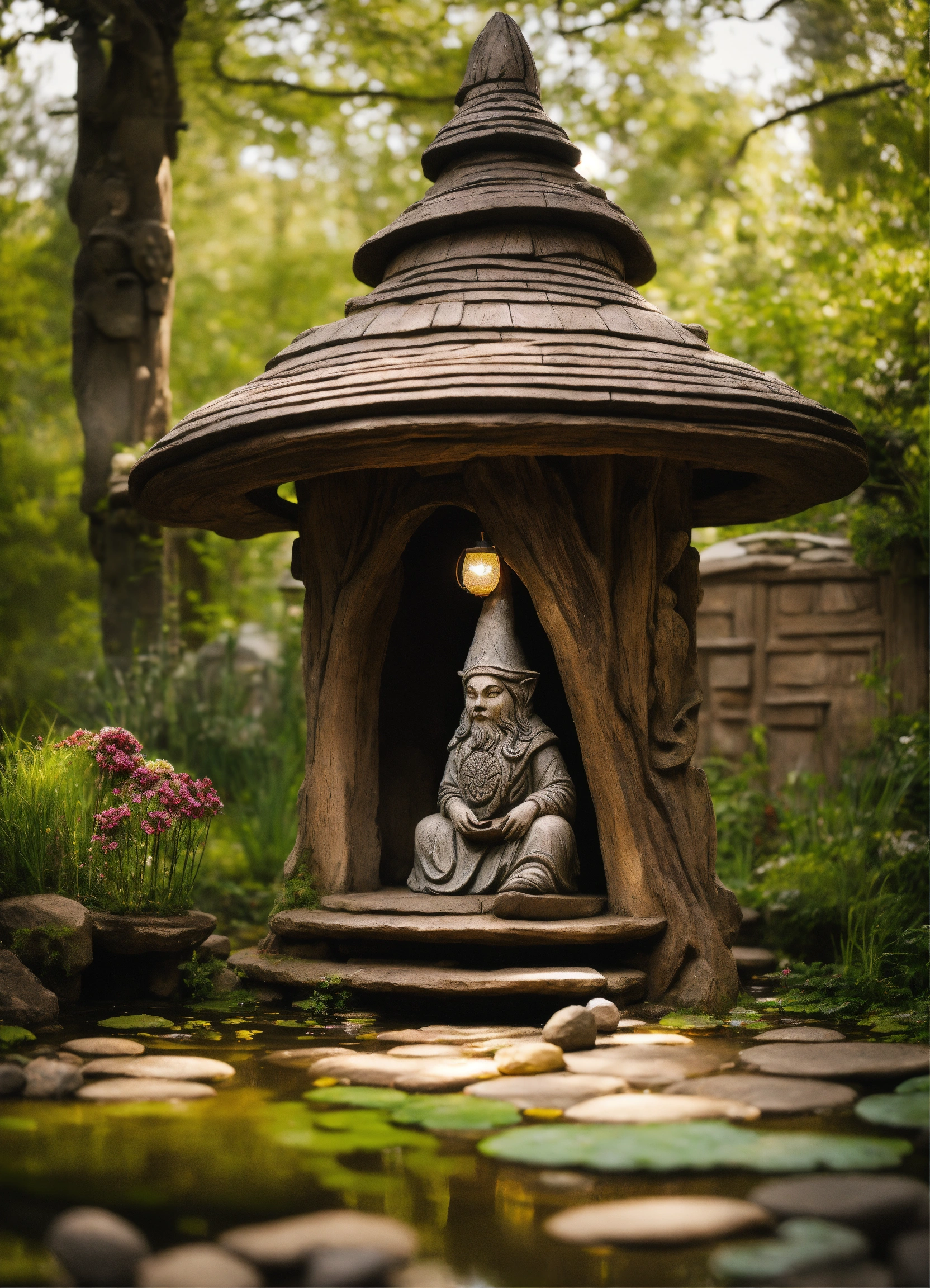 Lexica - An ancient spiritual stone hooded female gnome germanic cabin ...