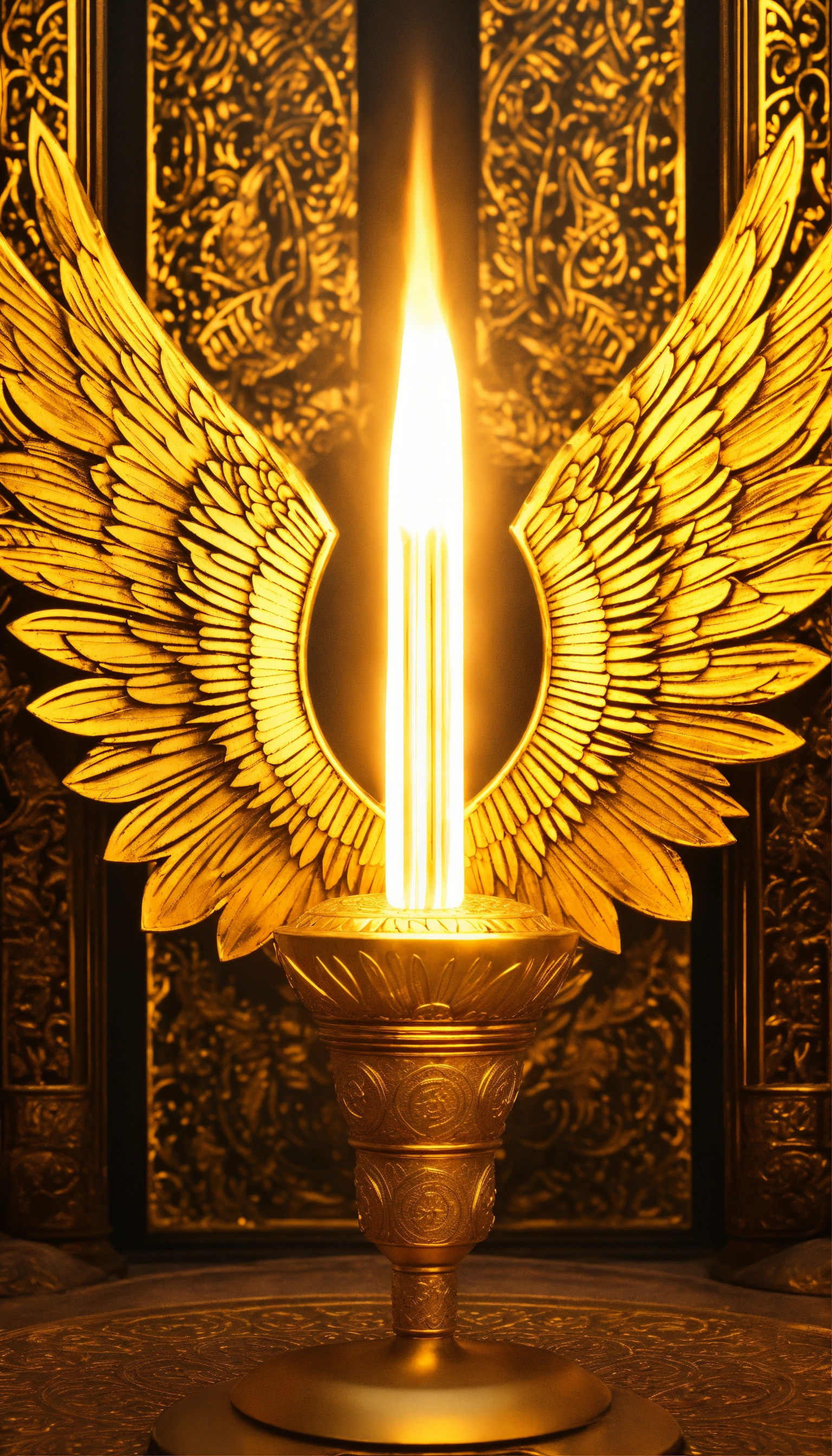 Lexica - Powerful, detailed torch, real, 3D, golden colored torch with ...