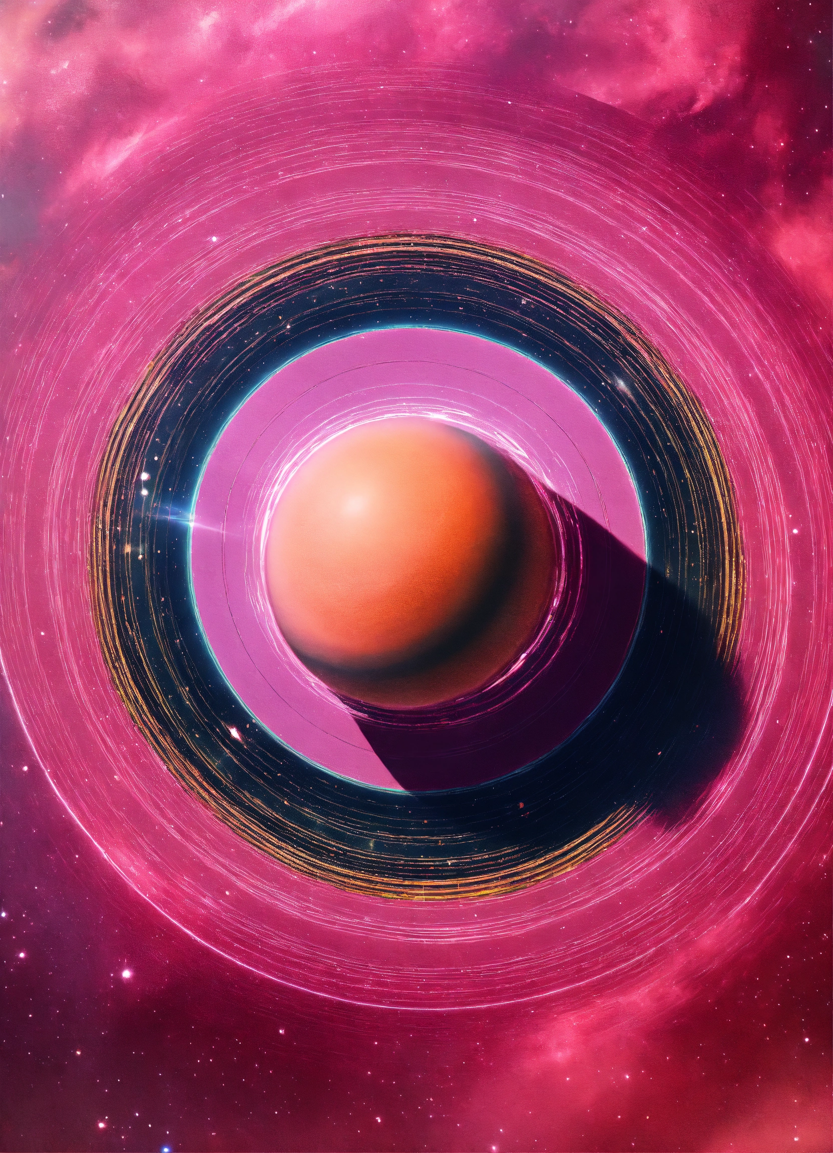 Lexica - Pink Saturn with rings in space