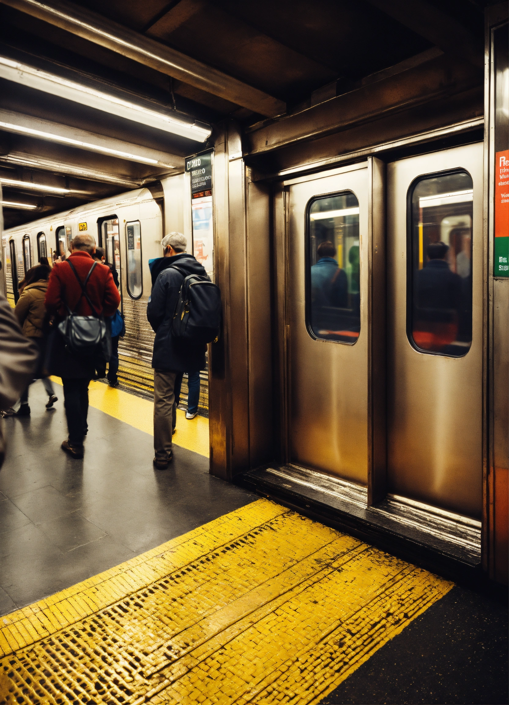 Lexica - NYC subway doors with dense unreasonable amount of anxious ...