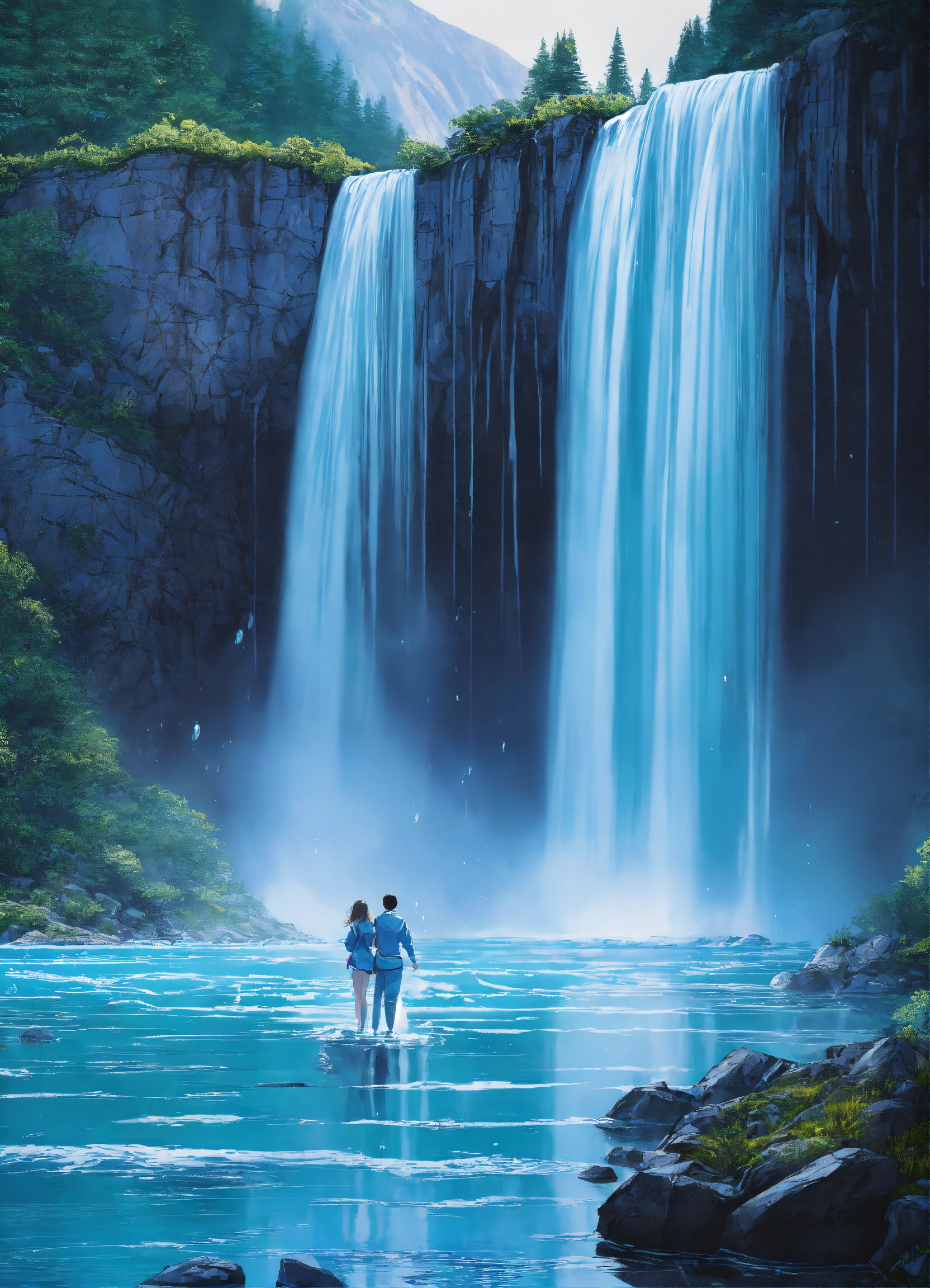 Lexica - Alive alive white female and male as a mountain waterfall with ...