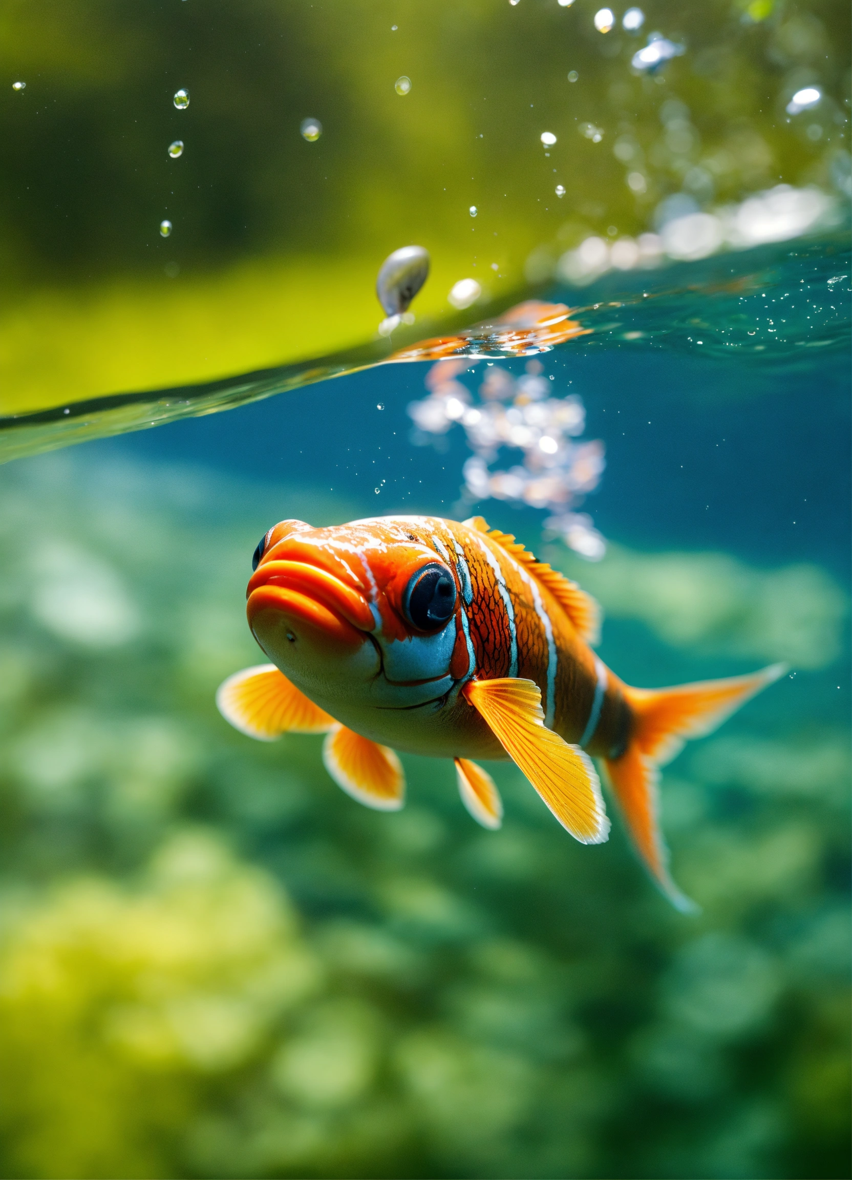 Lexica - The drop falls below the water surface, it morphs into a small ...