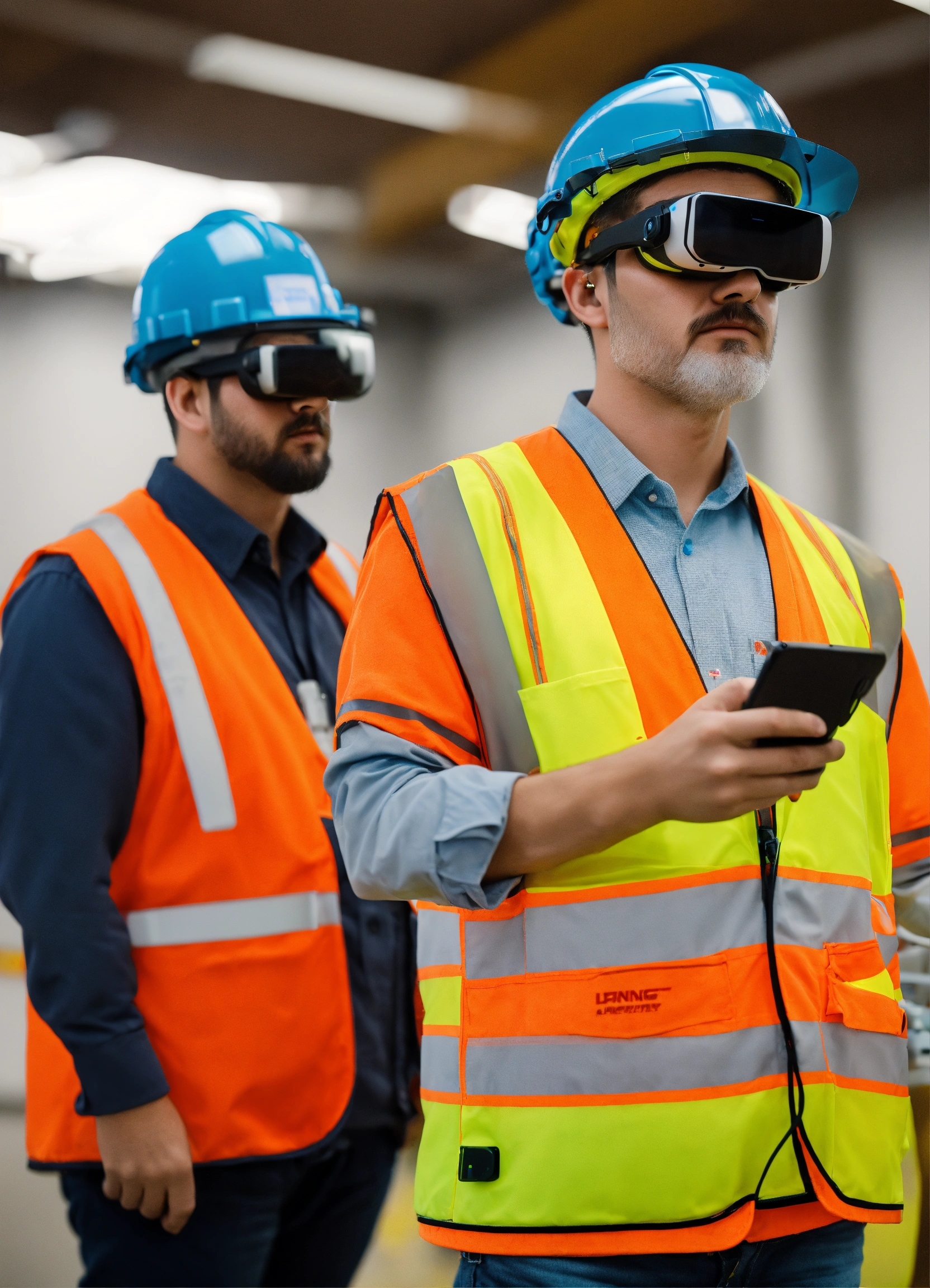 Lexica - "laborers using 3D augmented reality glasses for danger ...