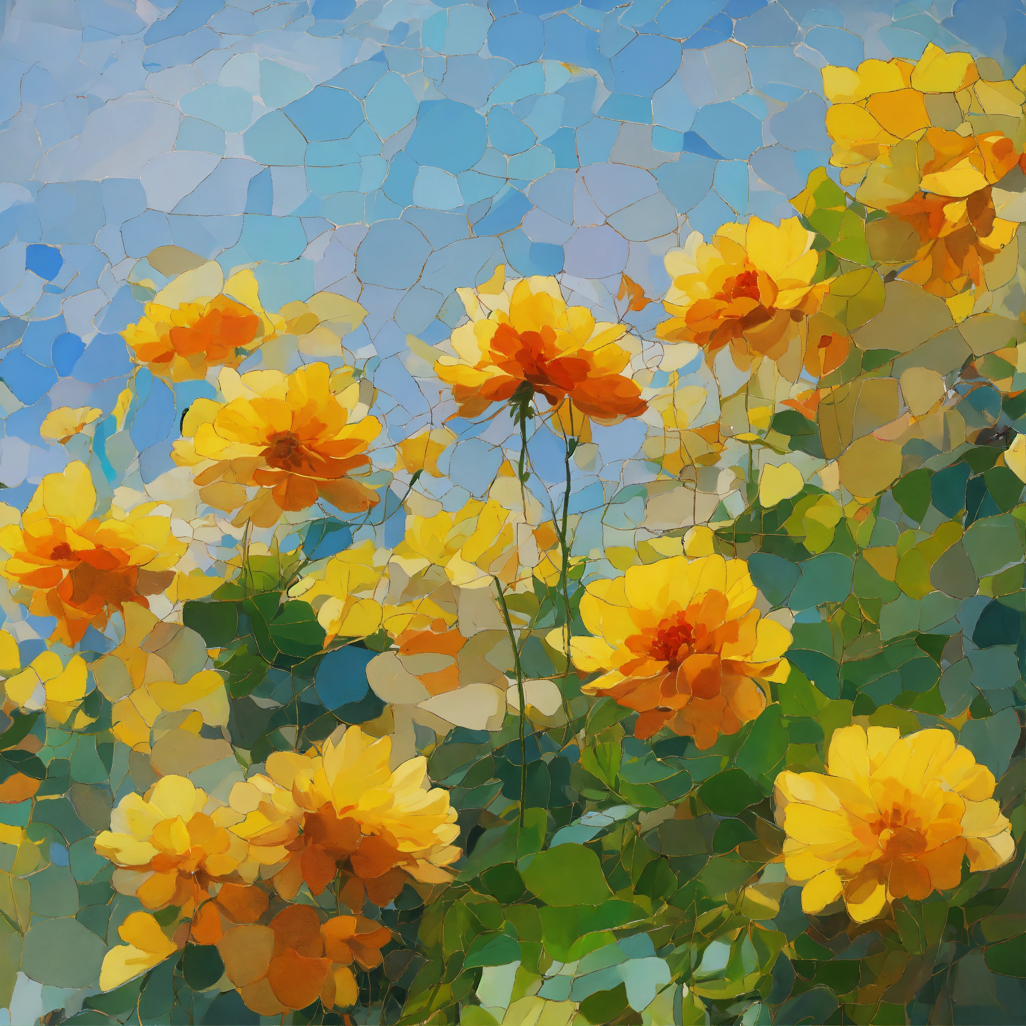 Lexica - Flowers, oil painting, transparent, in style, generative art ...