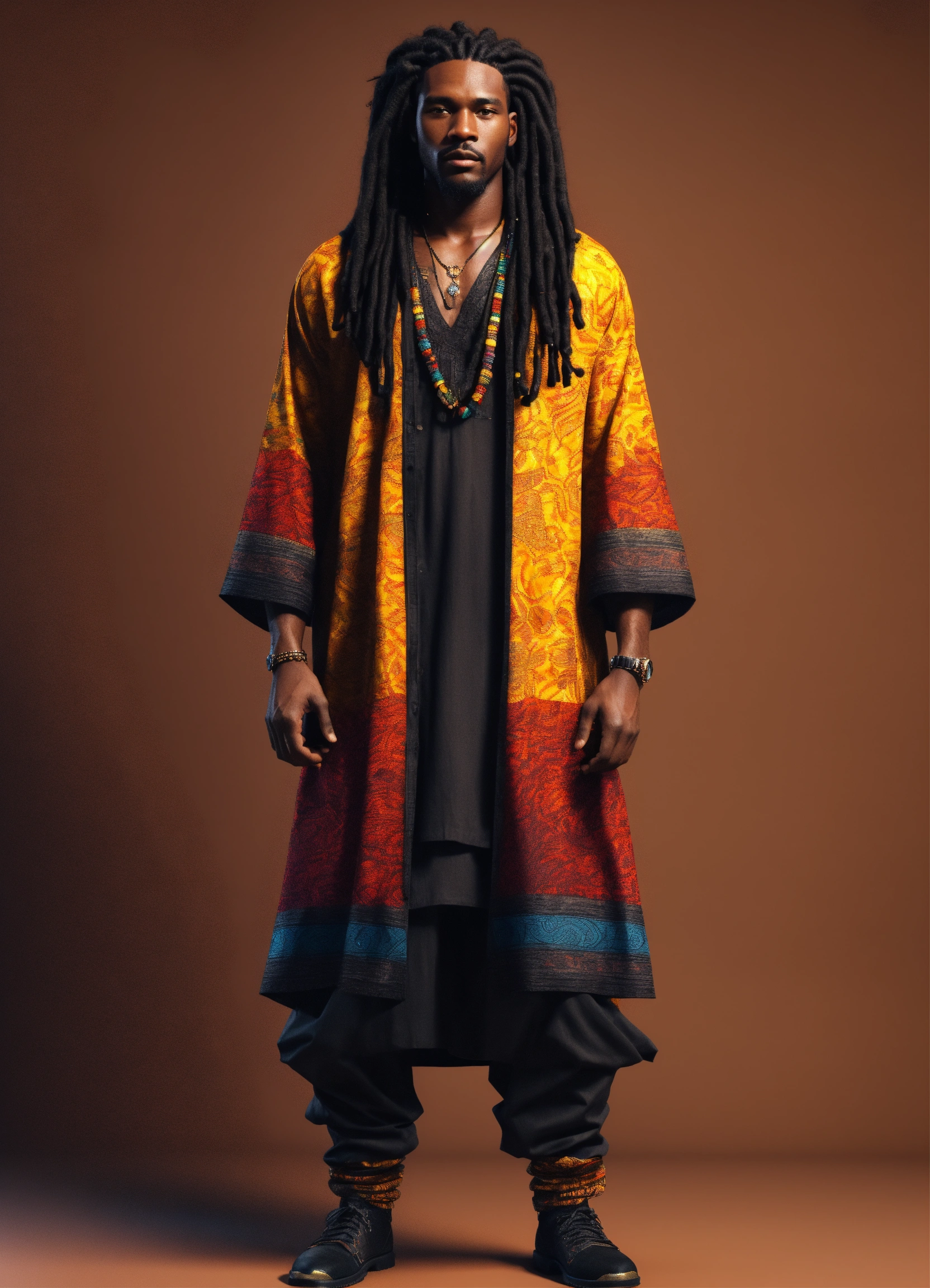 Lexica - 3d render of a Black man with long flowing dreadlocks, 6'5 ...