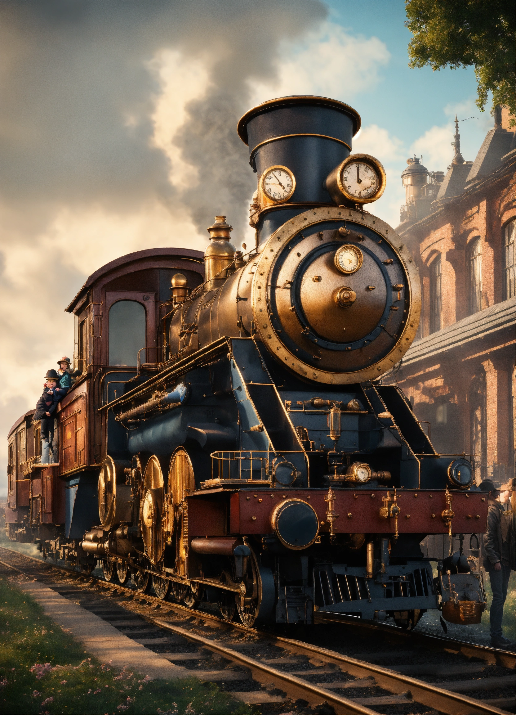 Lexica - A steampunk railway with a family waiting to get on perfect ...