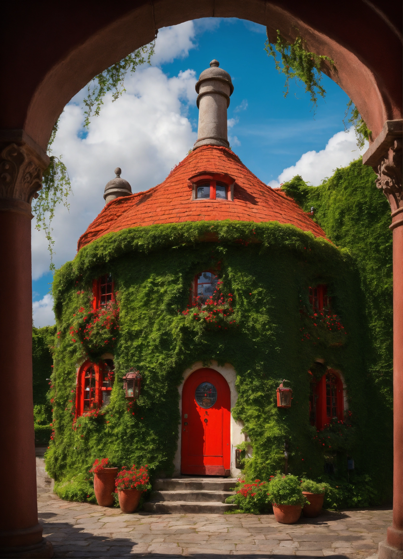 Lexica - A teapot shaped building that serves drinks and has a red door ...