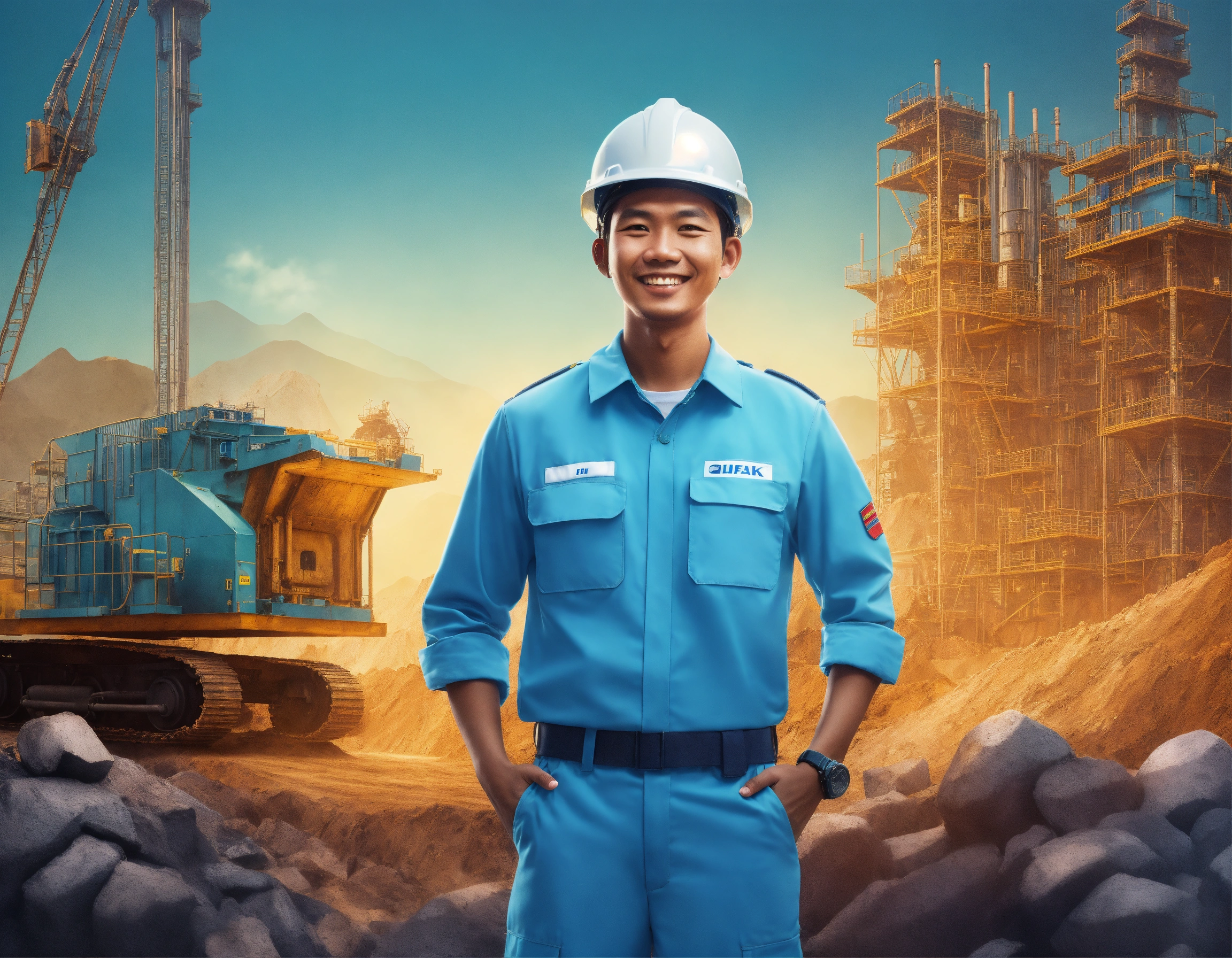 Lexica - Young technical officer wearing light blue engineering uniform ...