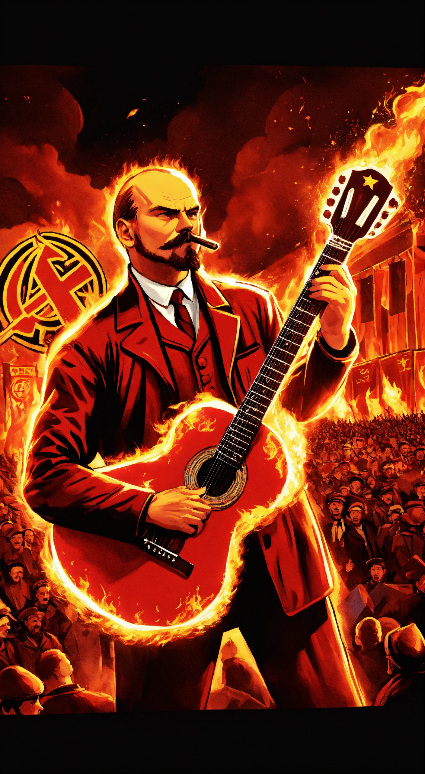 Lexica - Illustration Lenin, with a determined look, is playing a ...