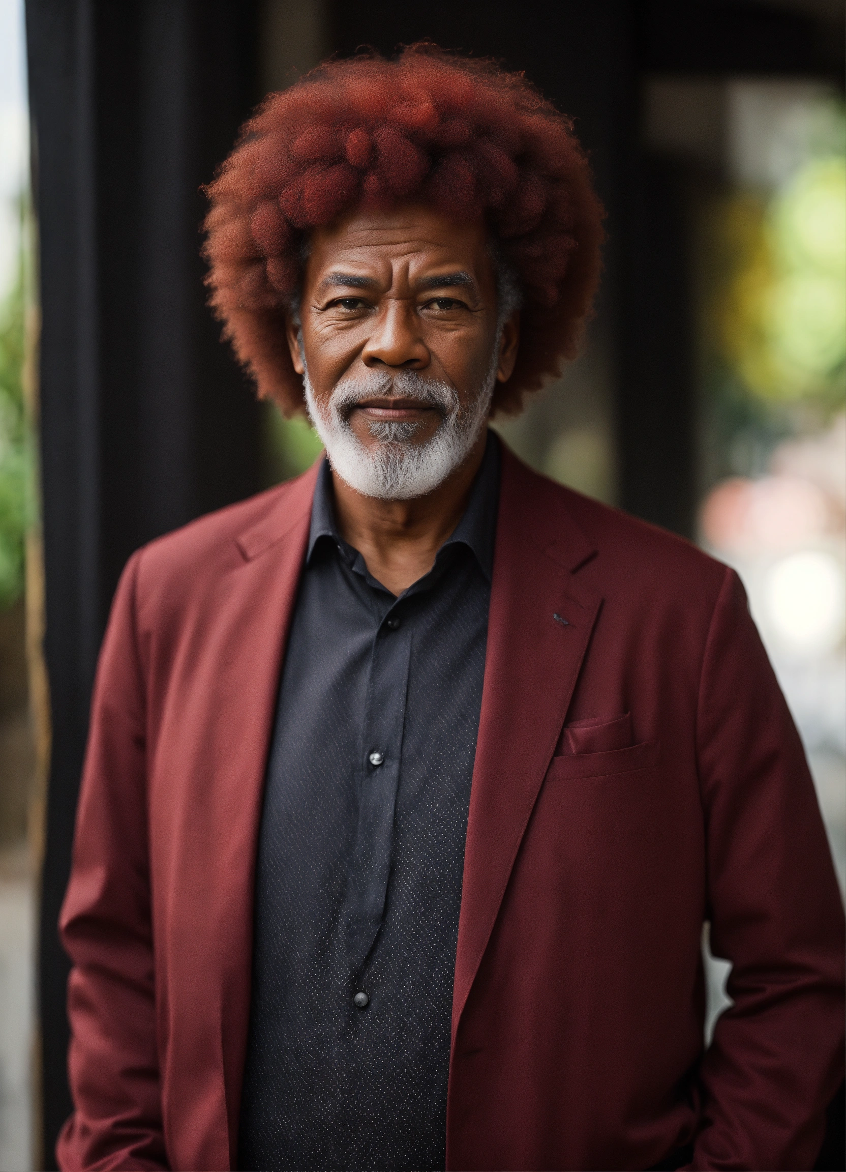 Lexica - Red skinned older man with long burgundy Afro. Broad nose ...