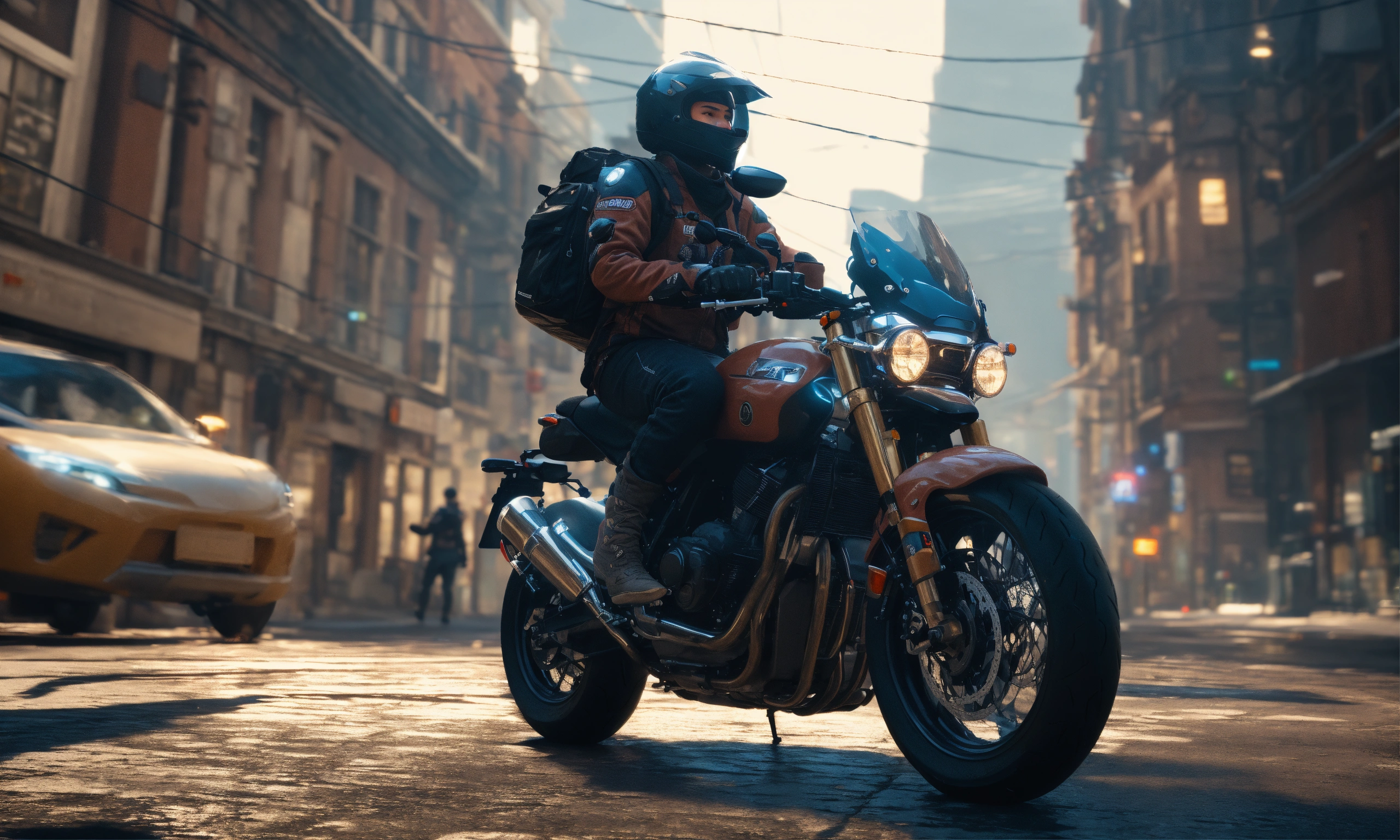 Lexica - Rider. Motorcycle carrying Heavy load. Street. City ...