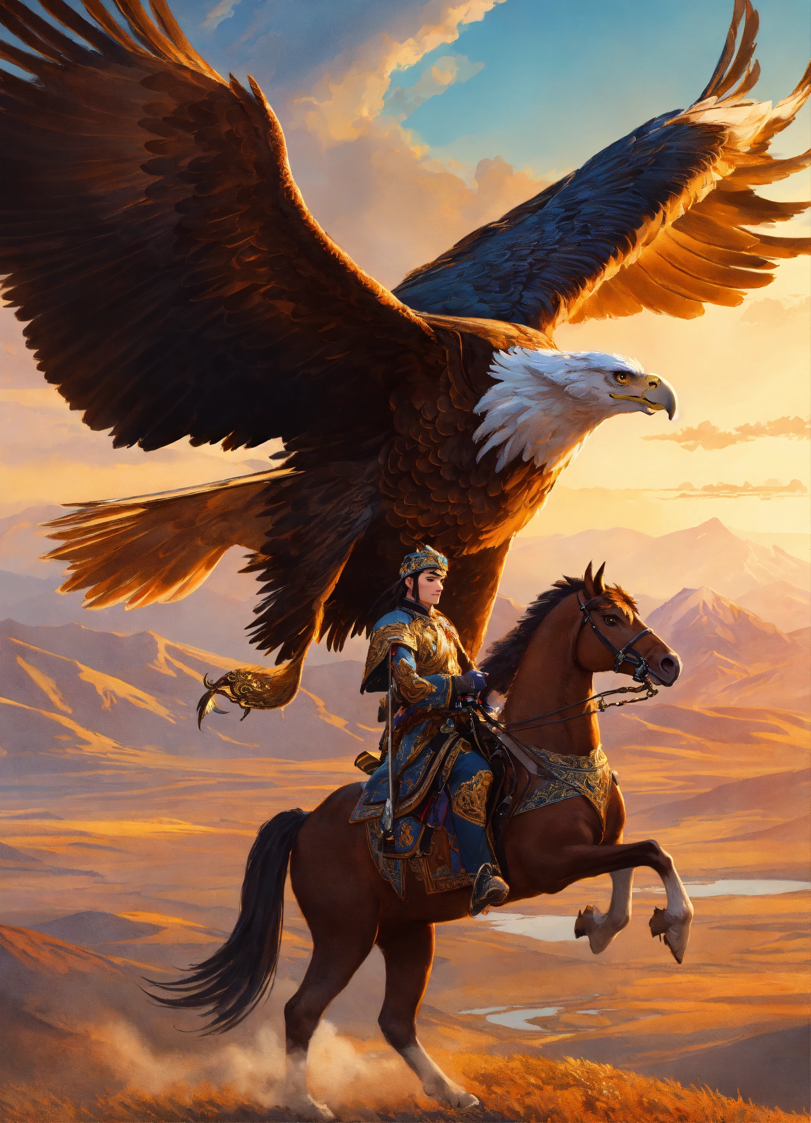Lexica - A flying great eagle mount with a rider on its back ...