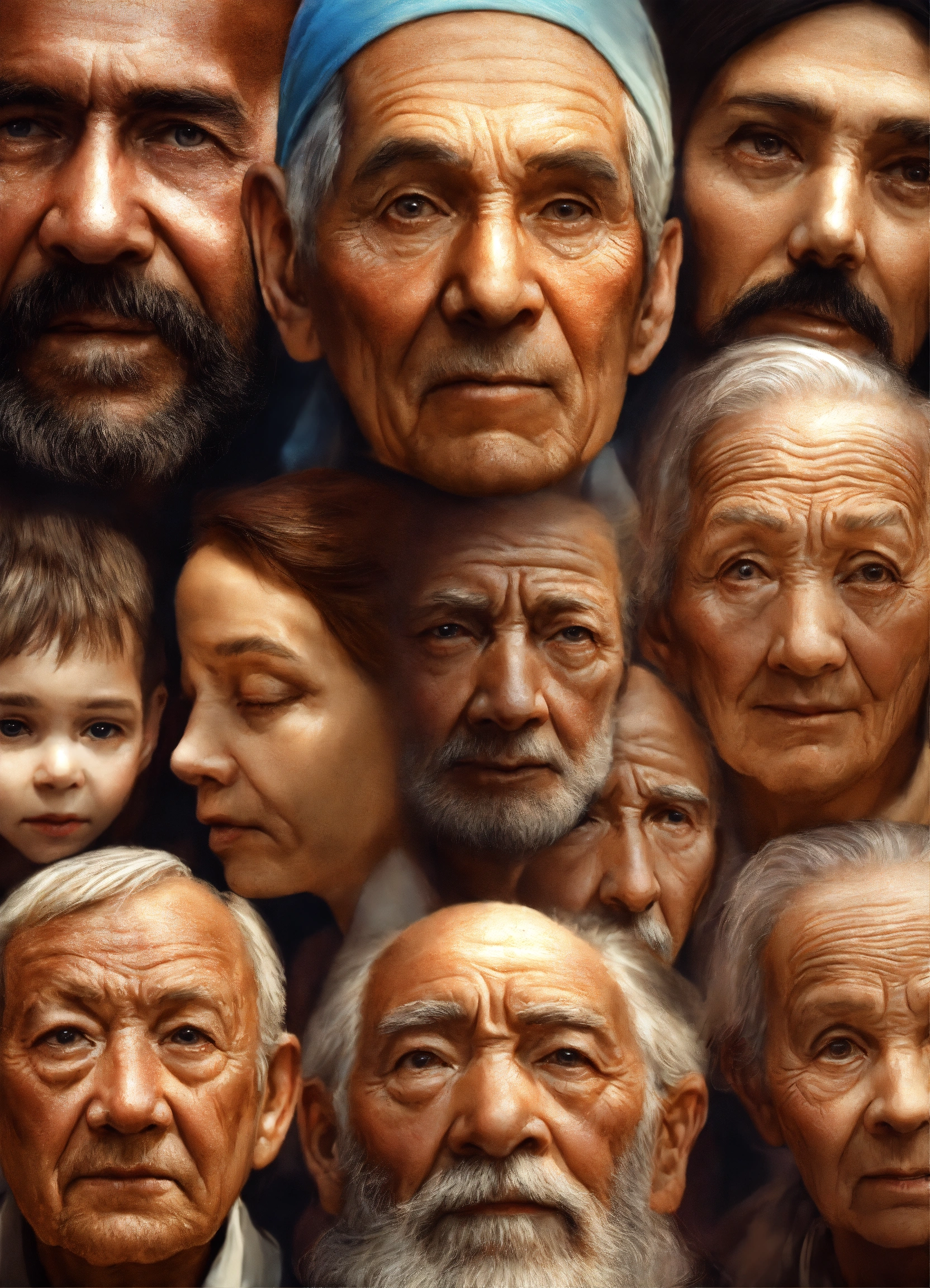 Lexica - Many national, many faces together , man , women, children ...