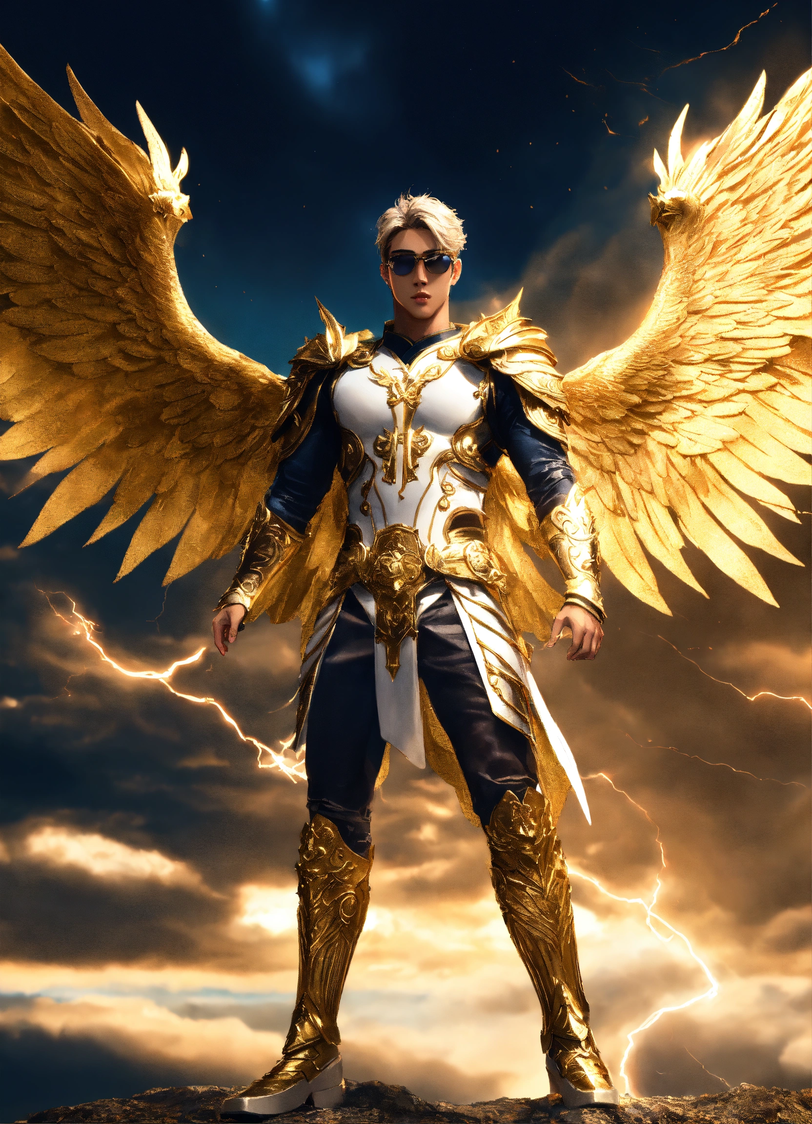Lexica - Full body strong handsome Asian male god angel with wings ...