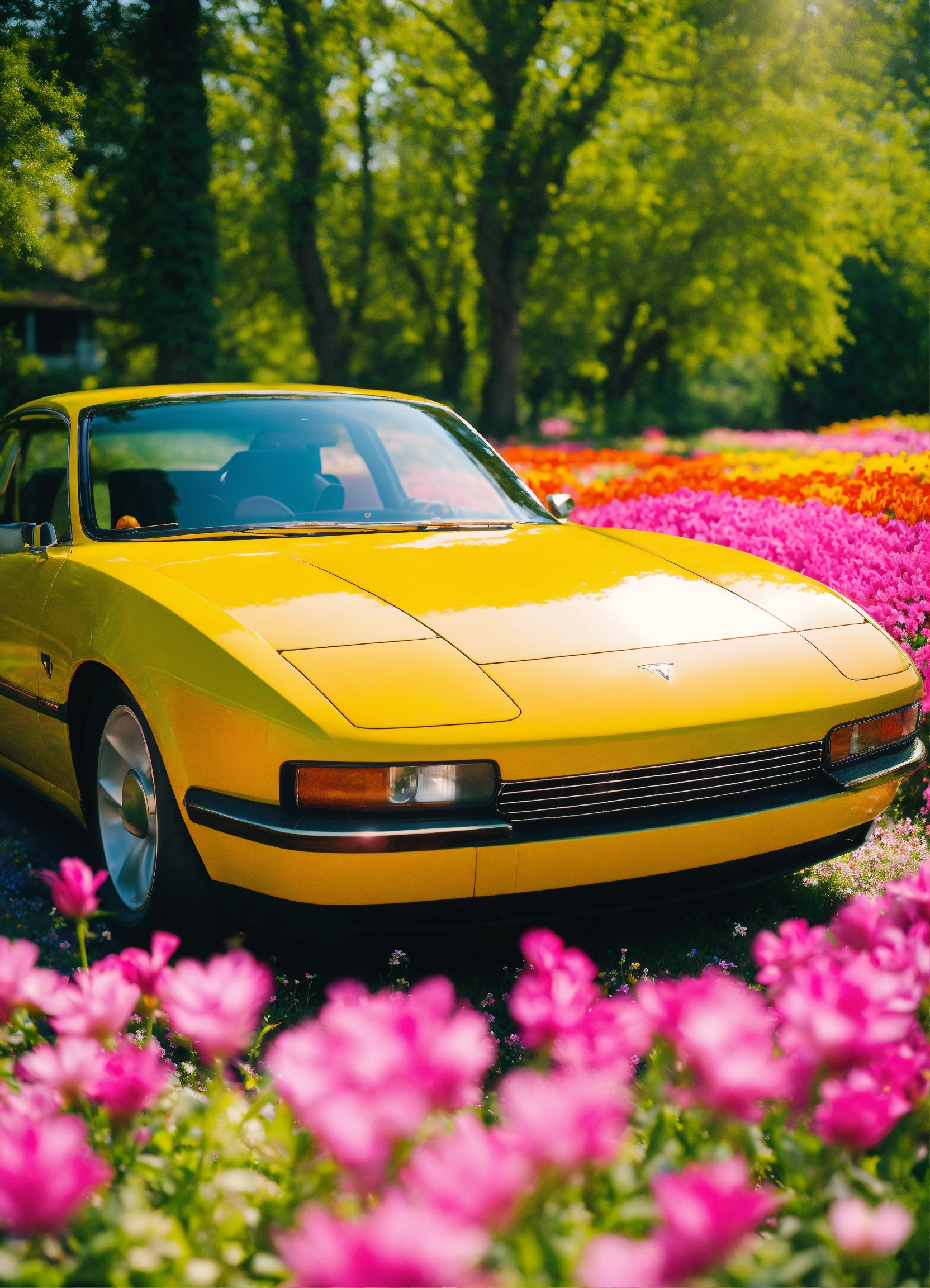 Lexica - A colourful Tesla new model, vintage appearance, wooden ...