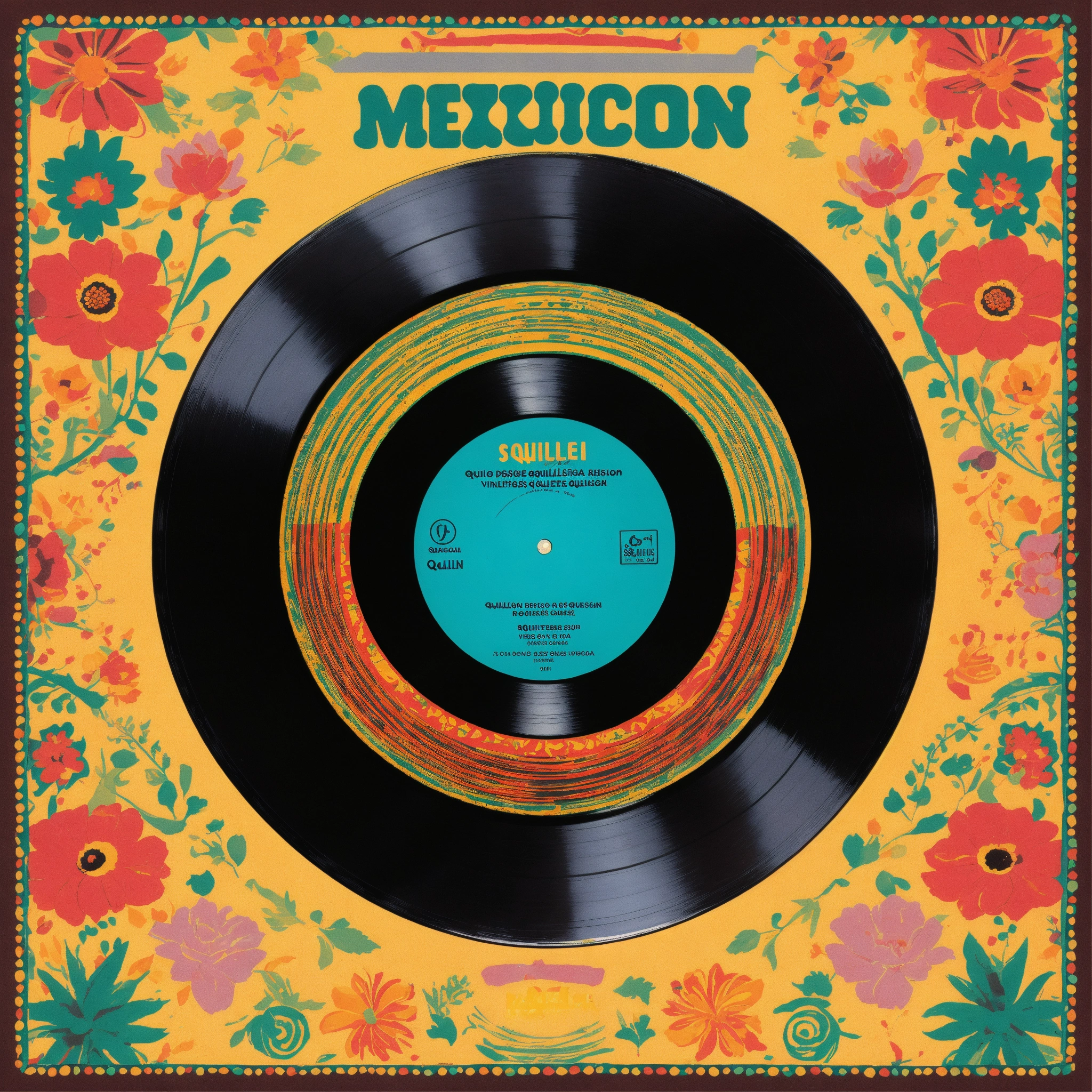 Lexica - Vinyl record cover, mexican design, squletons,