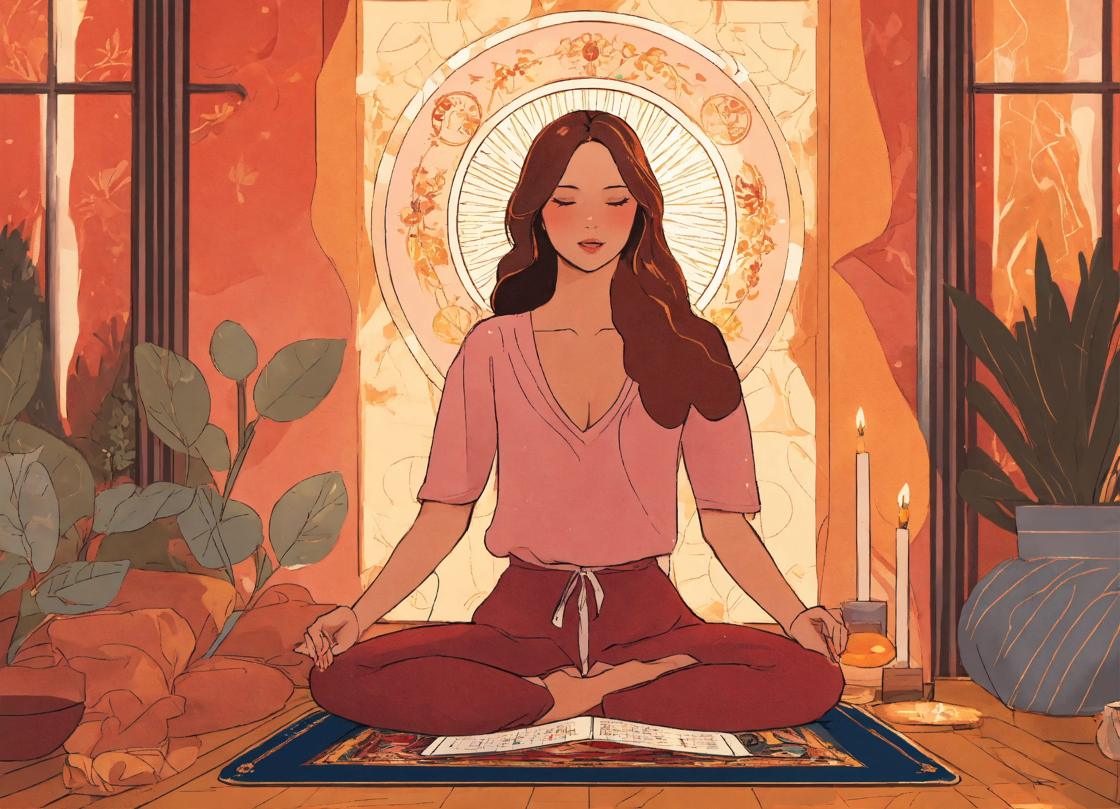 Lexica - Illustration of a woman using oracle cards