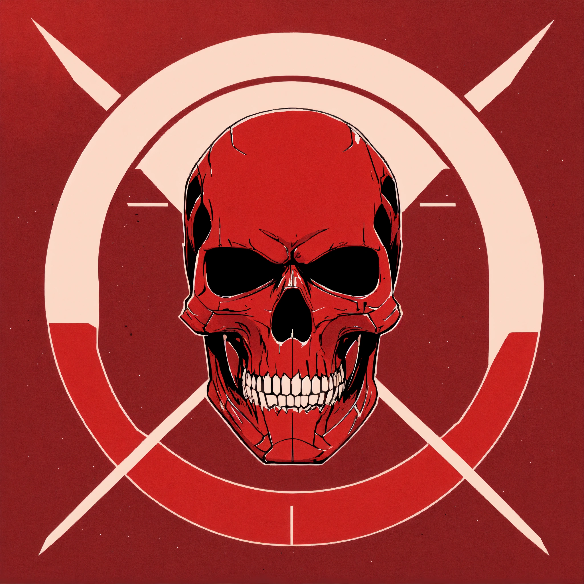 Lexica - Minimalist red skull logo. Sci fi aesthetic