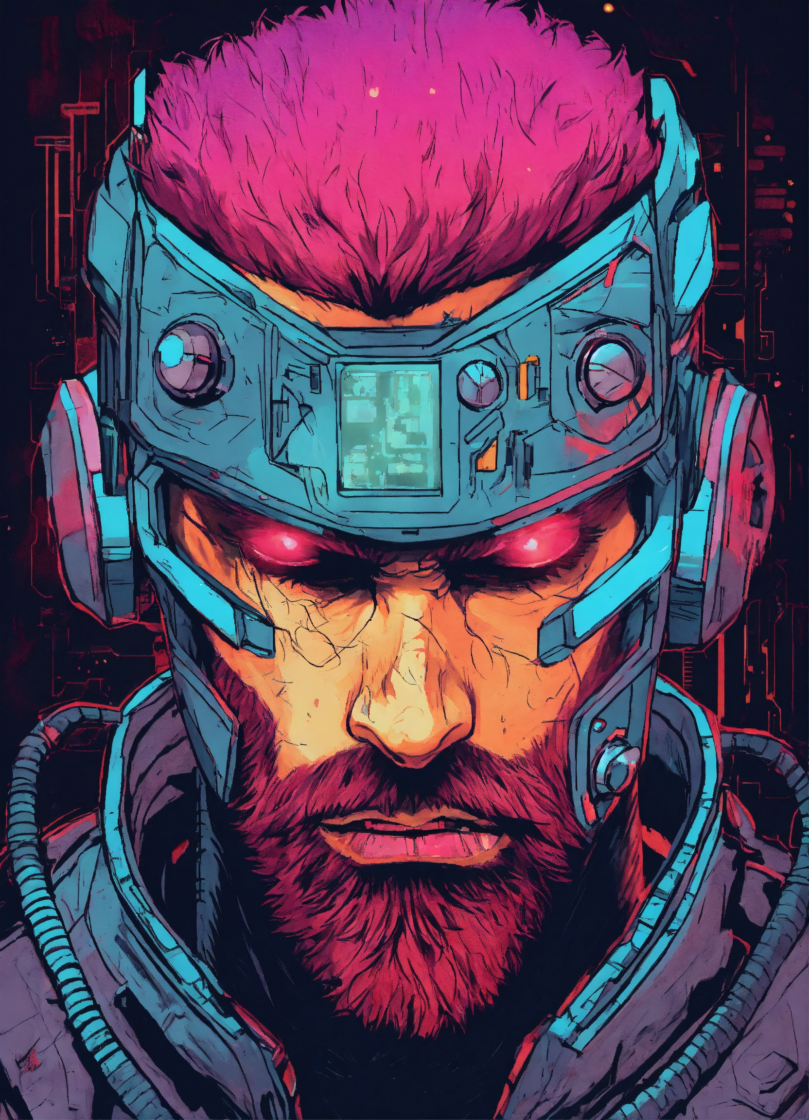 Lexica - Cyberpunk angry man gritty hand-drawn style.