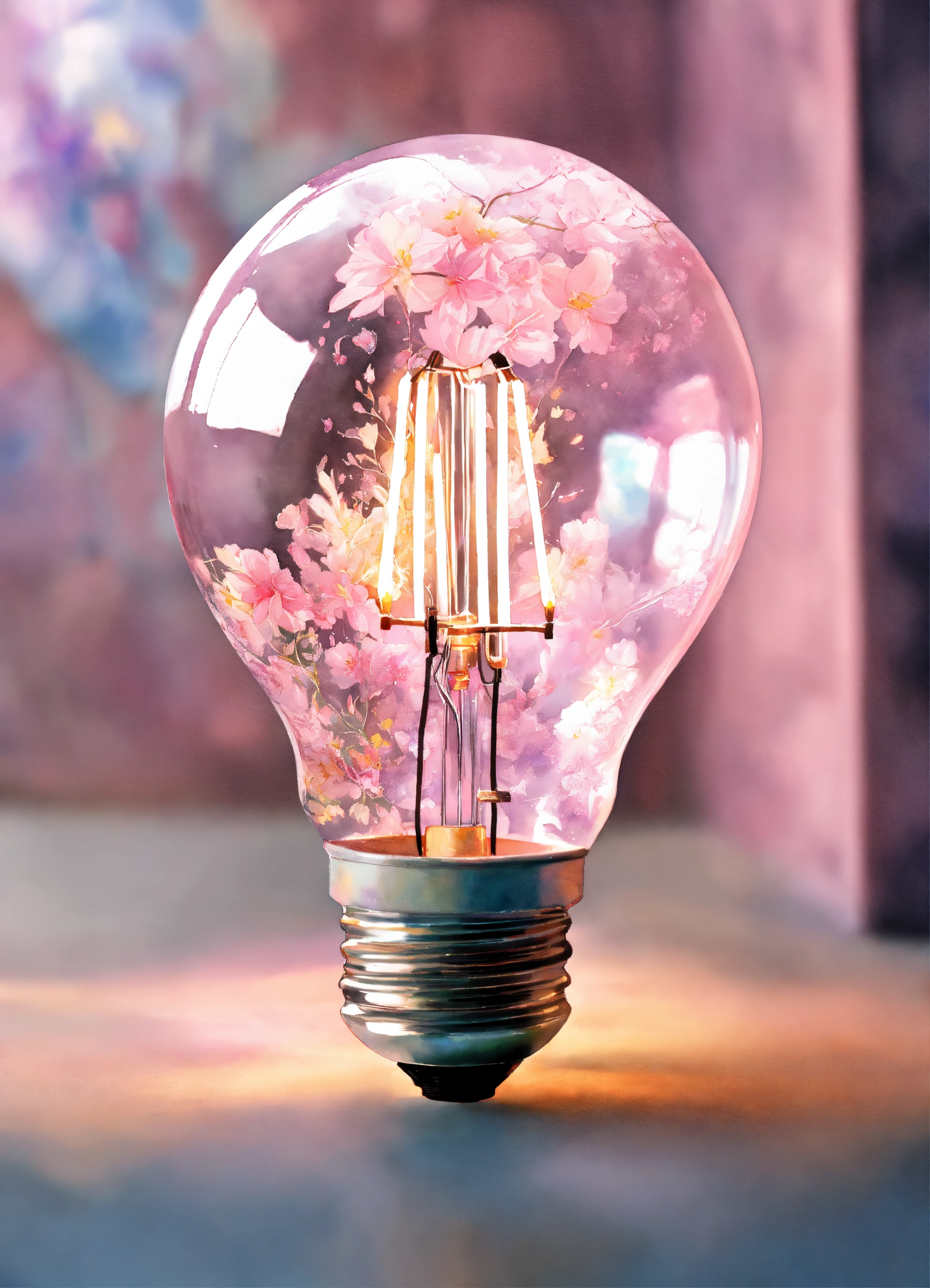 Lexica - Pastel light pink Ghost inside, edison lightbulb heart shaped ...