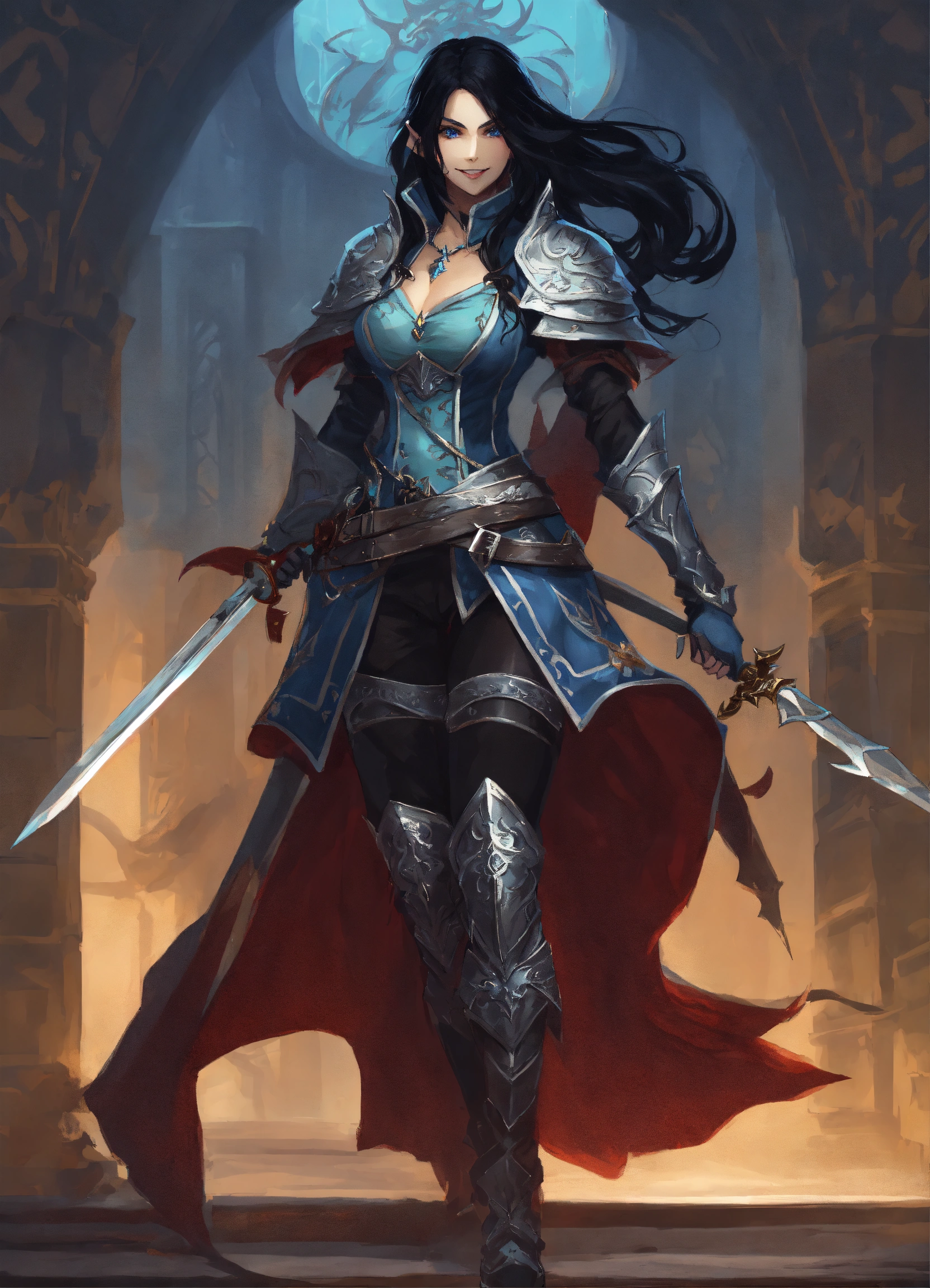 Lexica - Female white Half-elf, pathfinder art style Full body! (Head ...