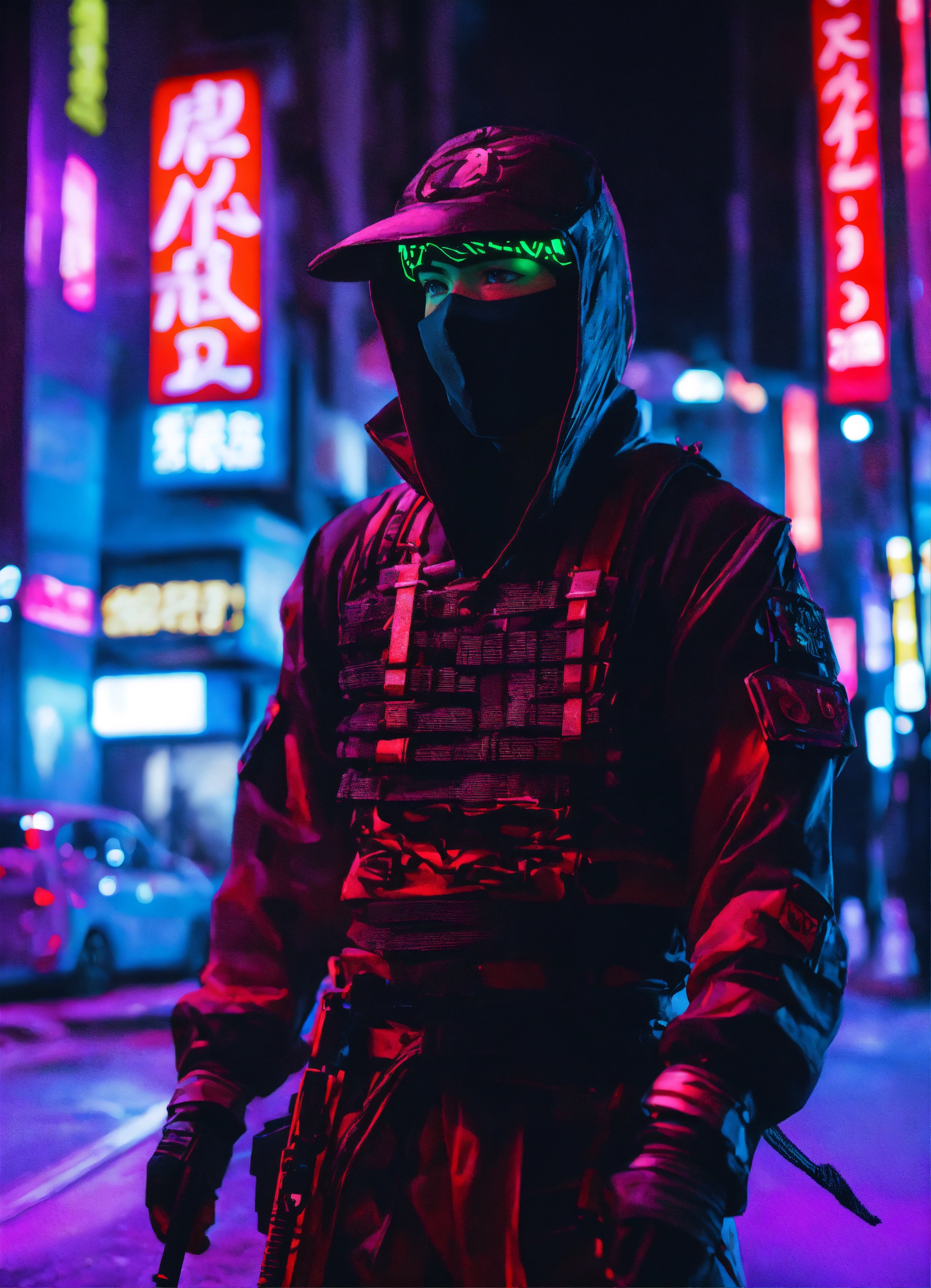 Lexica - Photorealistic 3D portrait Ninjas in DMT black Light Neon Moon ...