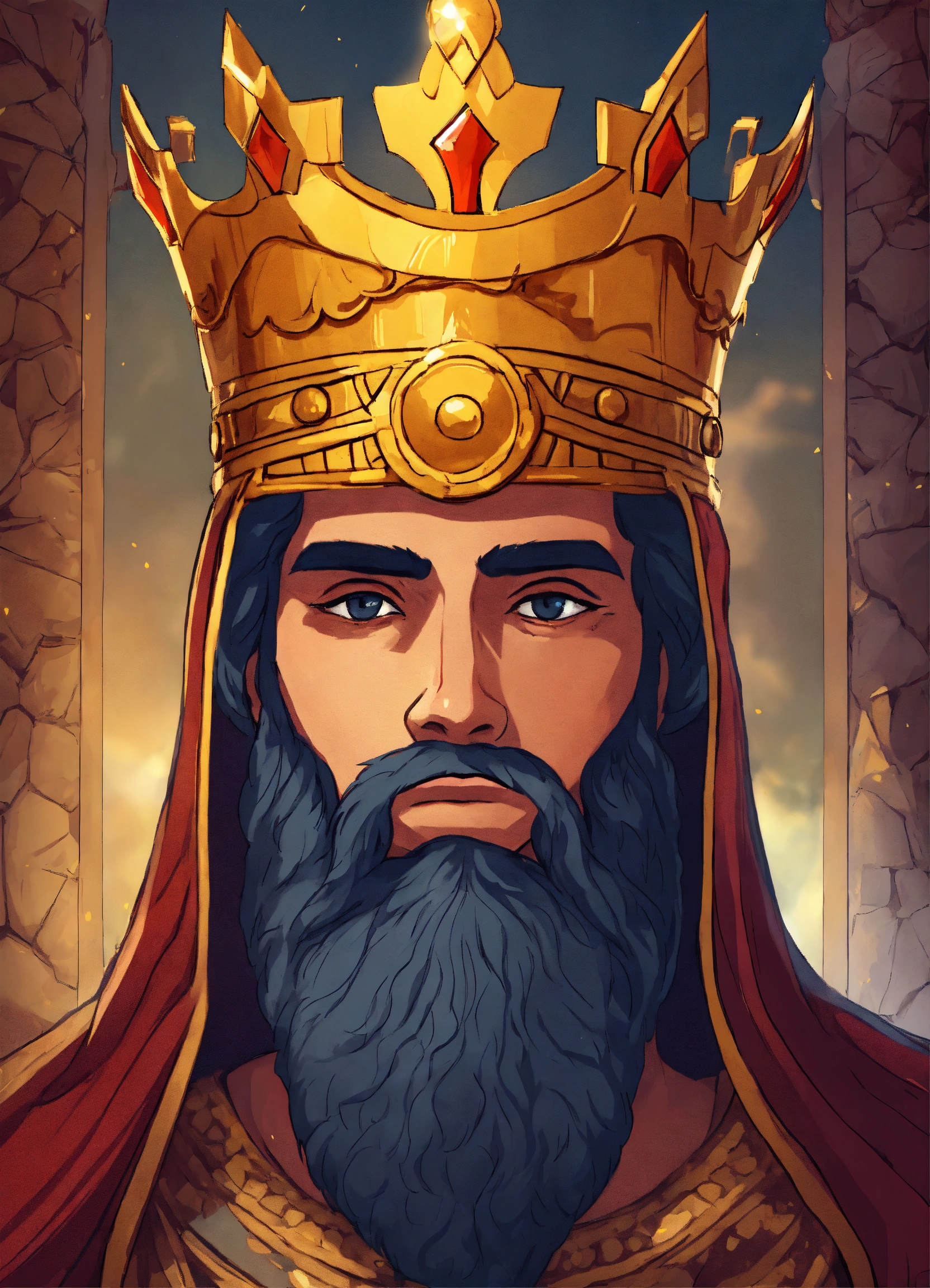 Lexica - 25 year old king jehoiachin from the bible, 2d cartoon, face ...