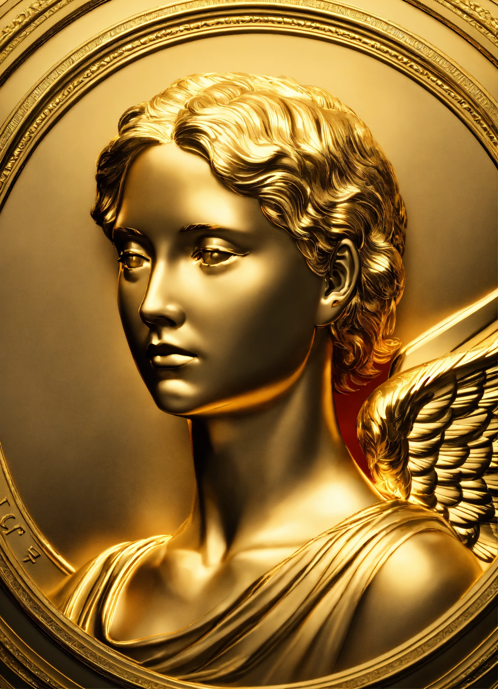 Lexica - Portrait of an angel engraved on a gold medal, minimalist ...