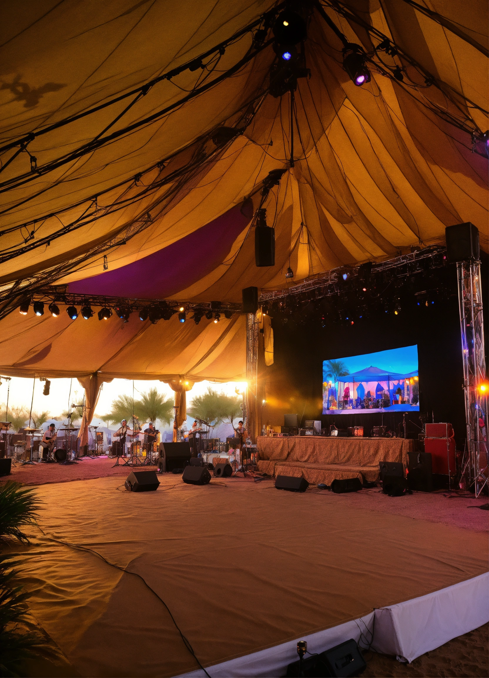 Lexica - Elegant desert Arabian tent themed outdoor concert stage with ...