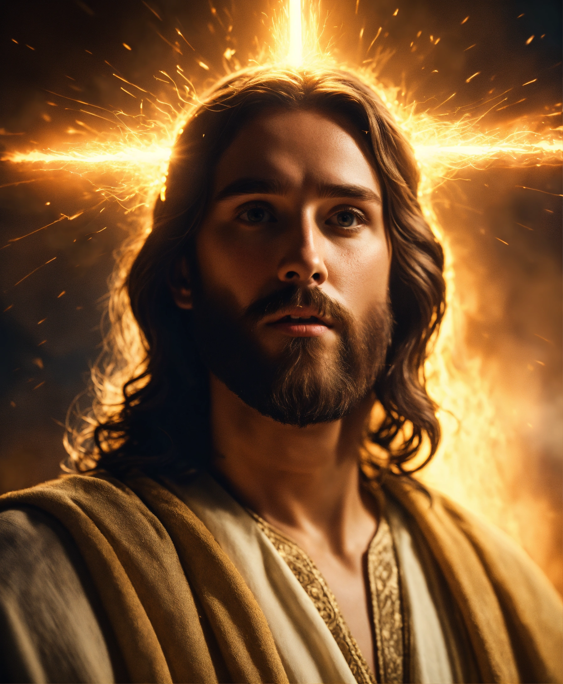 Lexica - Jesus christ. full of light. epic light blazes. 8k. closeup.