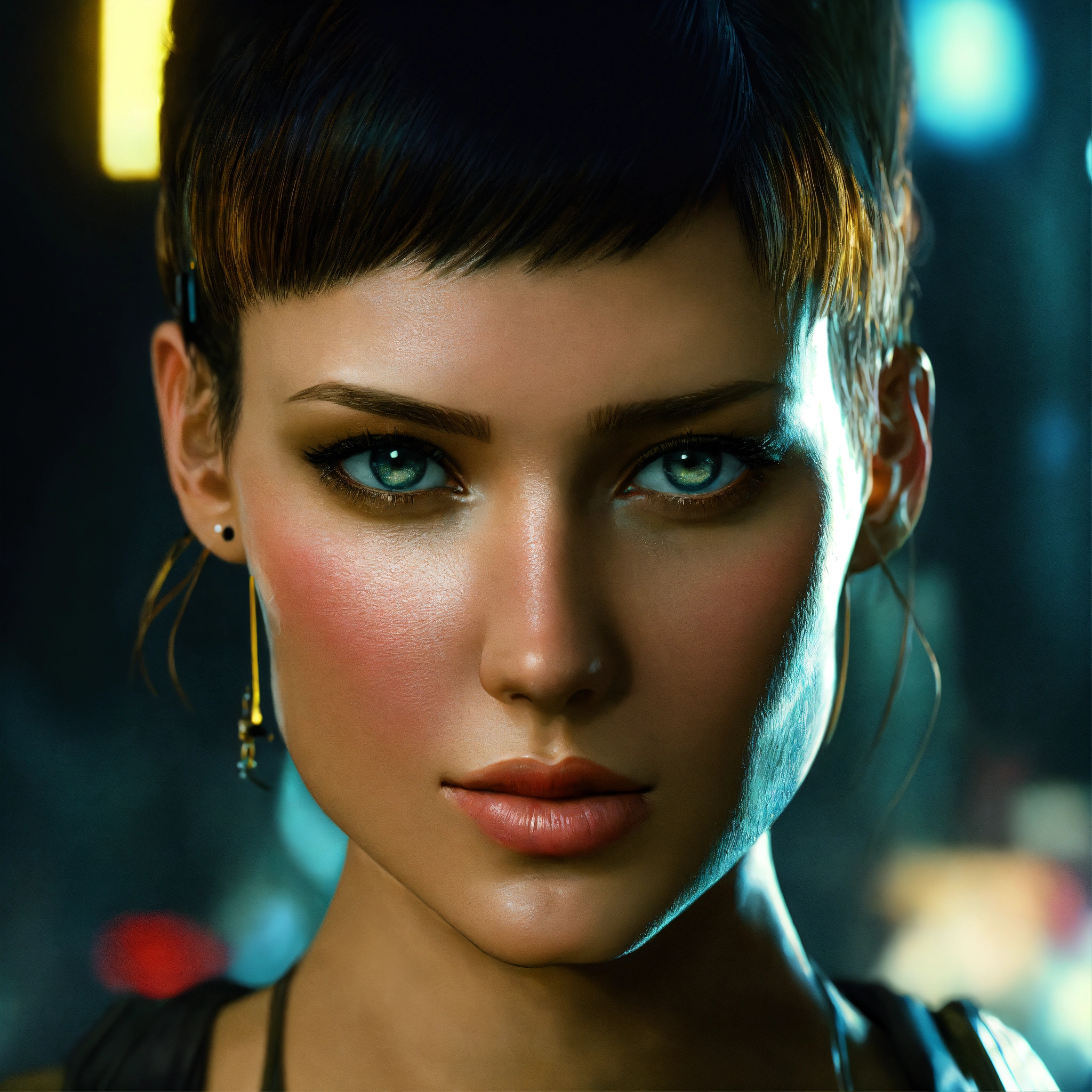 Lexica - A frontal, realistic avatar of female Blade Runner