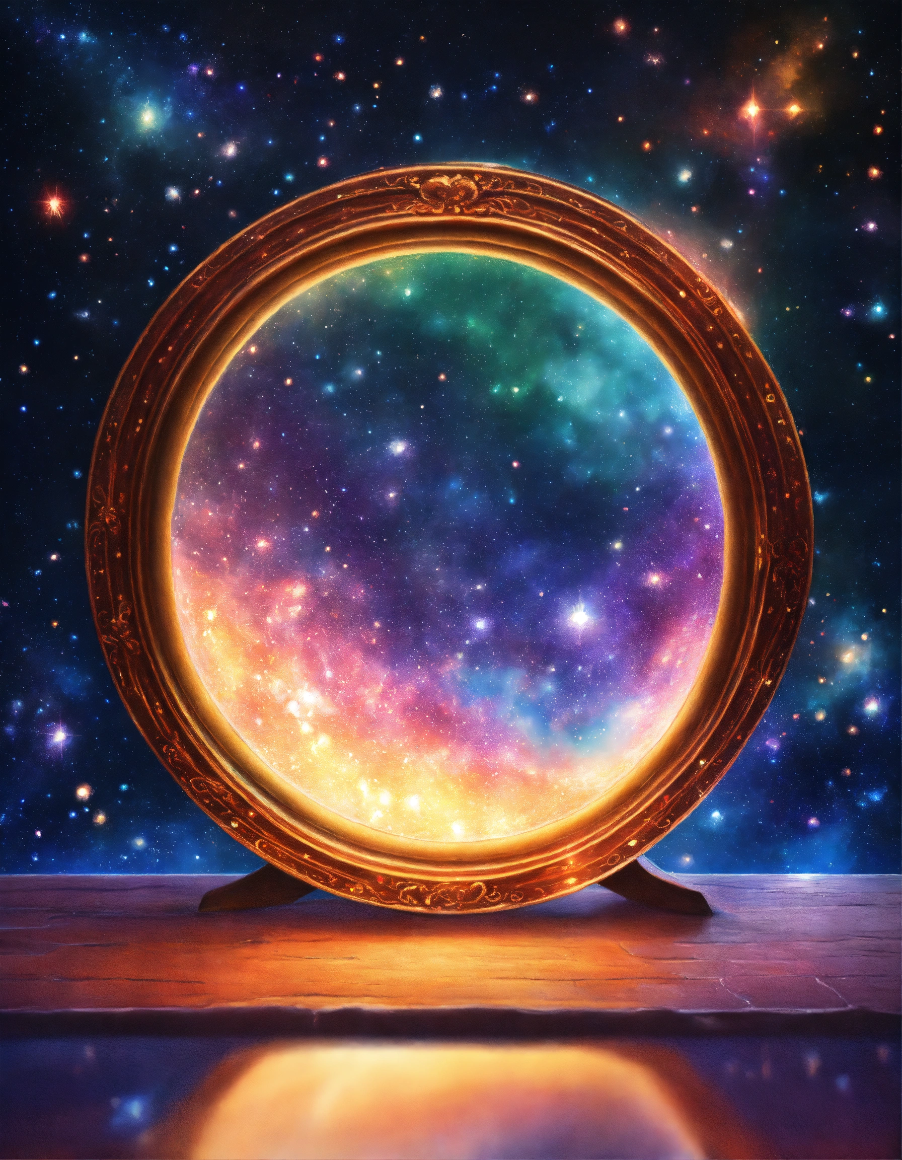 Lexica - Realistic colored pencil drawing of a big magic mirror ...