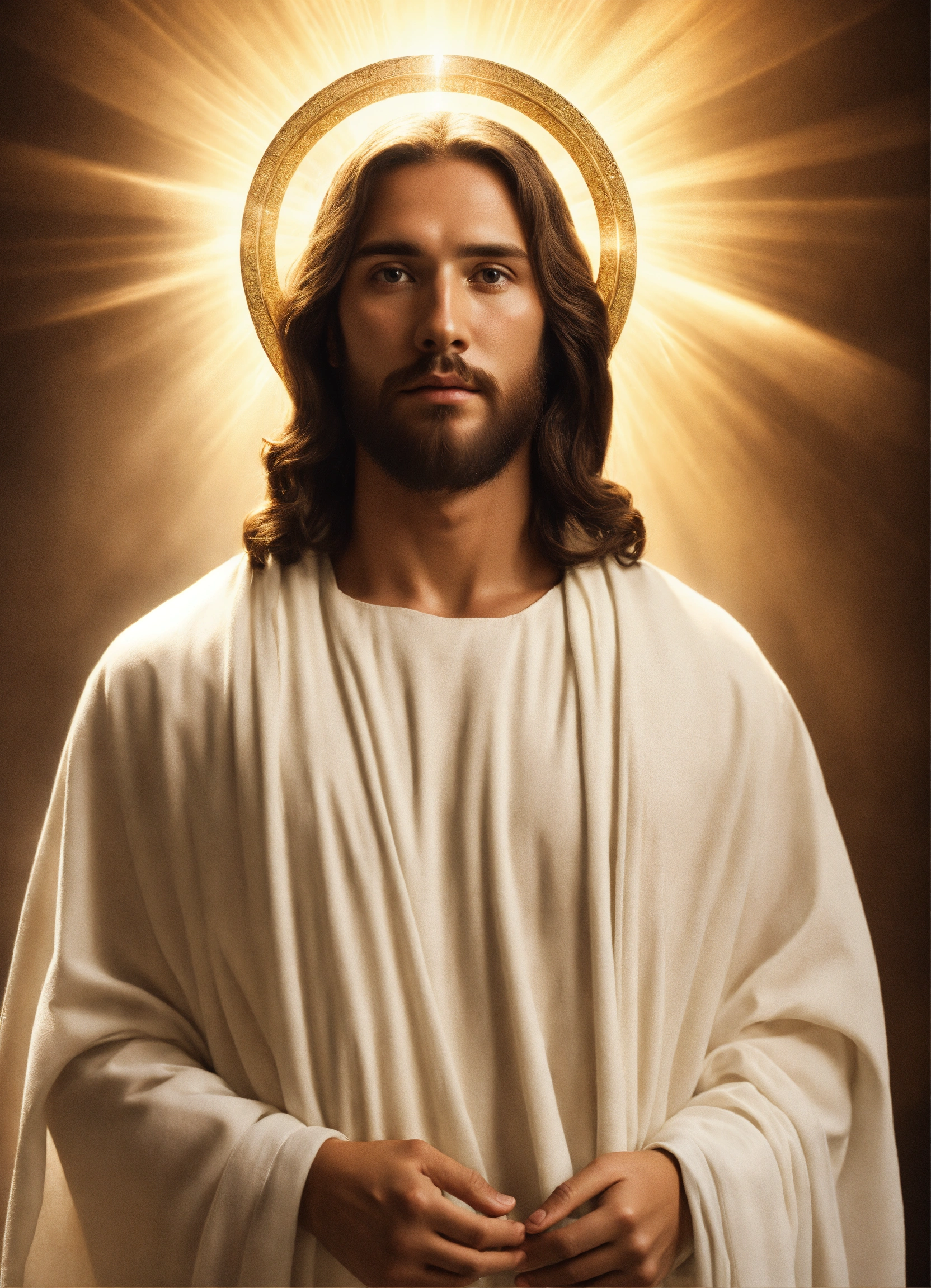 Lexica - Jesus Christ, realistic photography, wearing white clothes ...