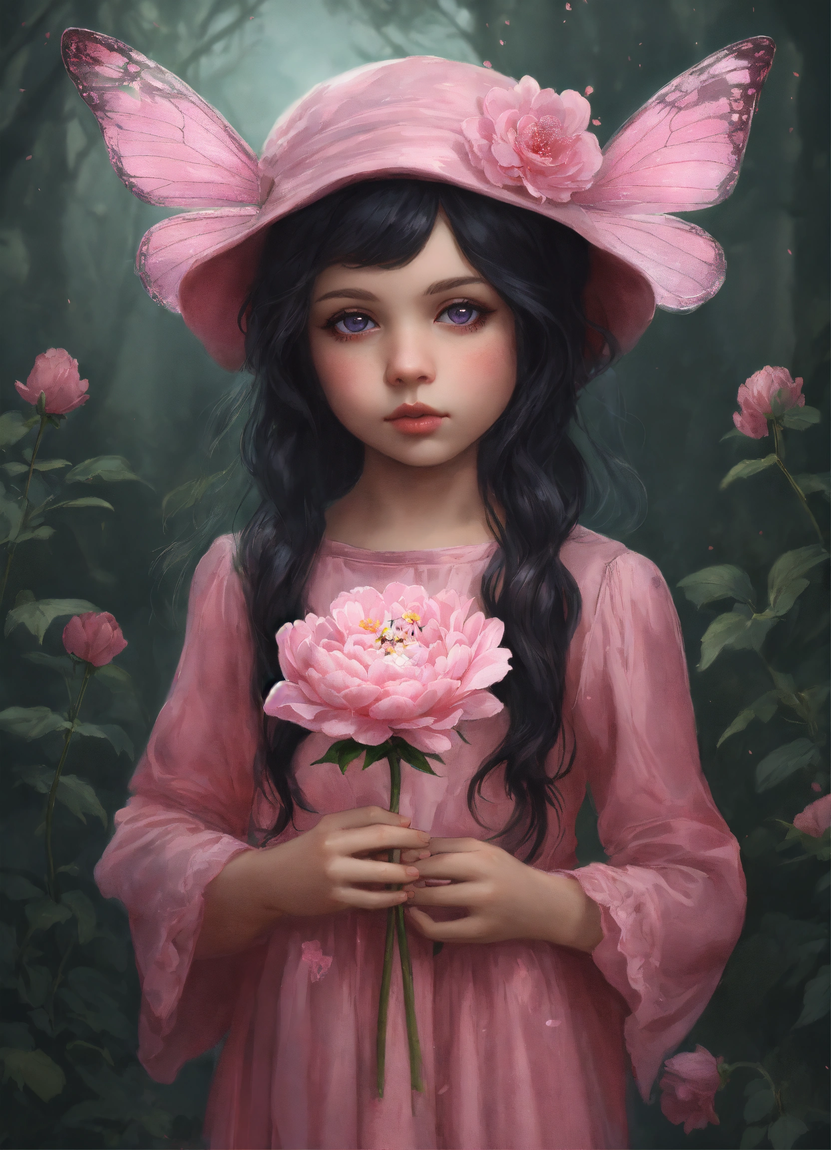 Lexica - Portrait and shot full body of a gothic cute little pink fairy ...