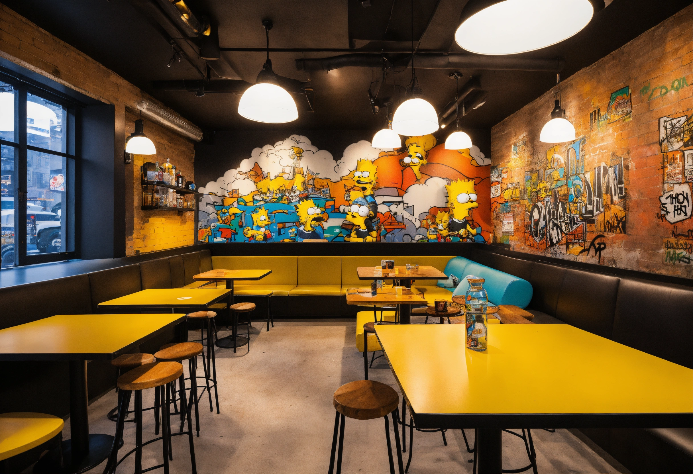 Lexica - Cafe interior design in modern hip-hop theme with graffiti's ...