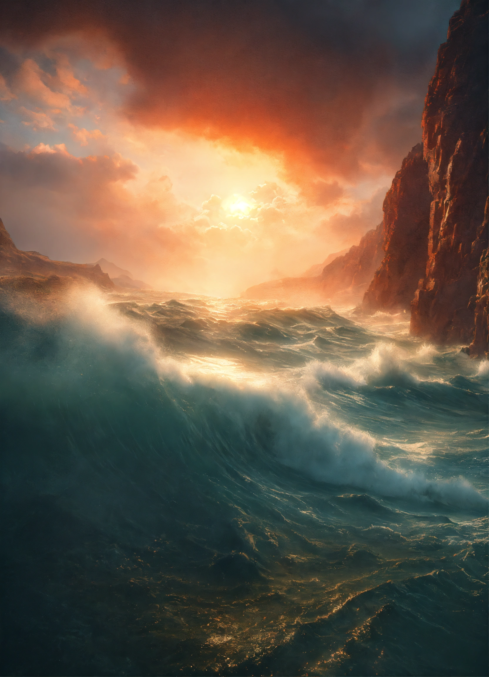 Lexica - Biblical story Moses parting the Red Sea, perfect composition ...