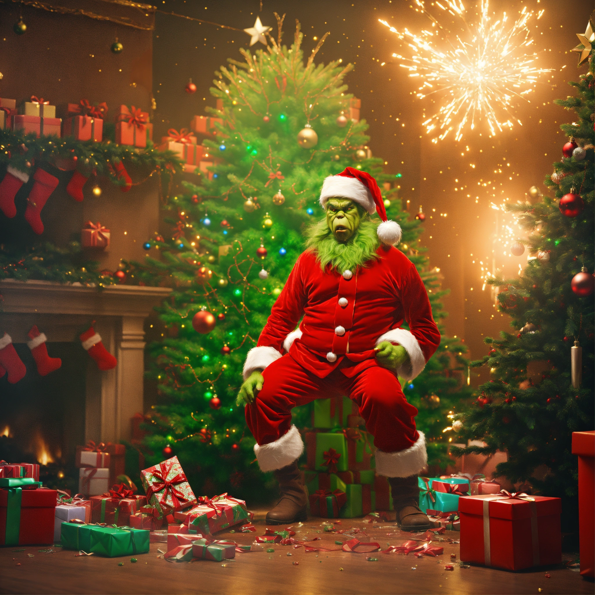 Lexica - A classical painting of angry Grinch menacingly standing ...