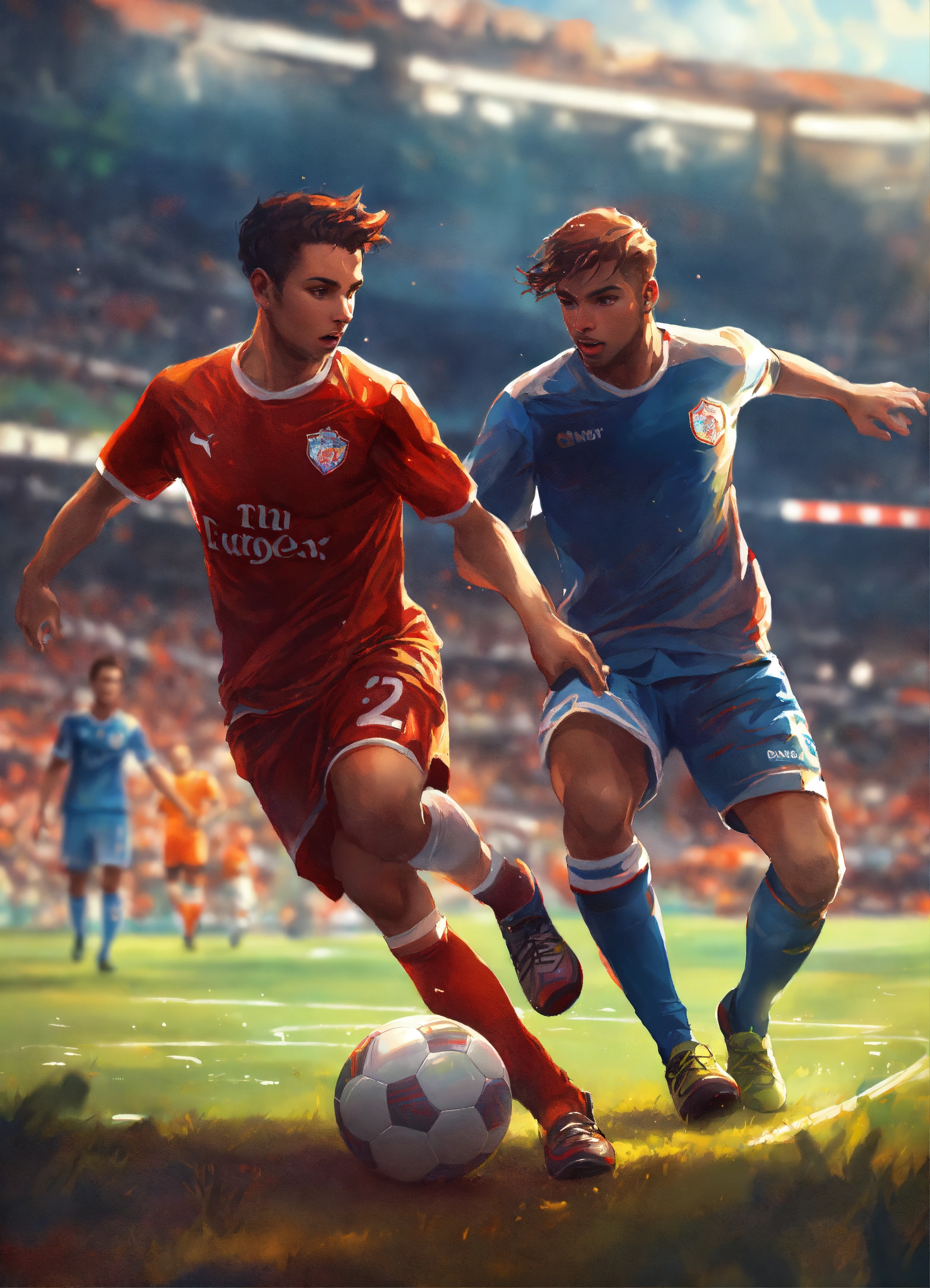 Lexica - Two soccer player playing soccer digital art, realistic ...
