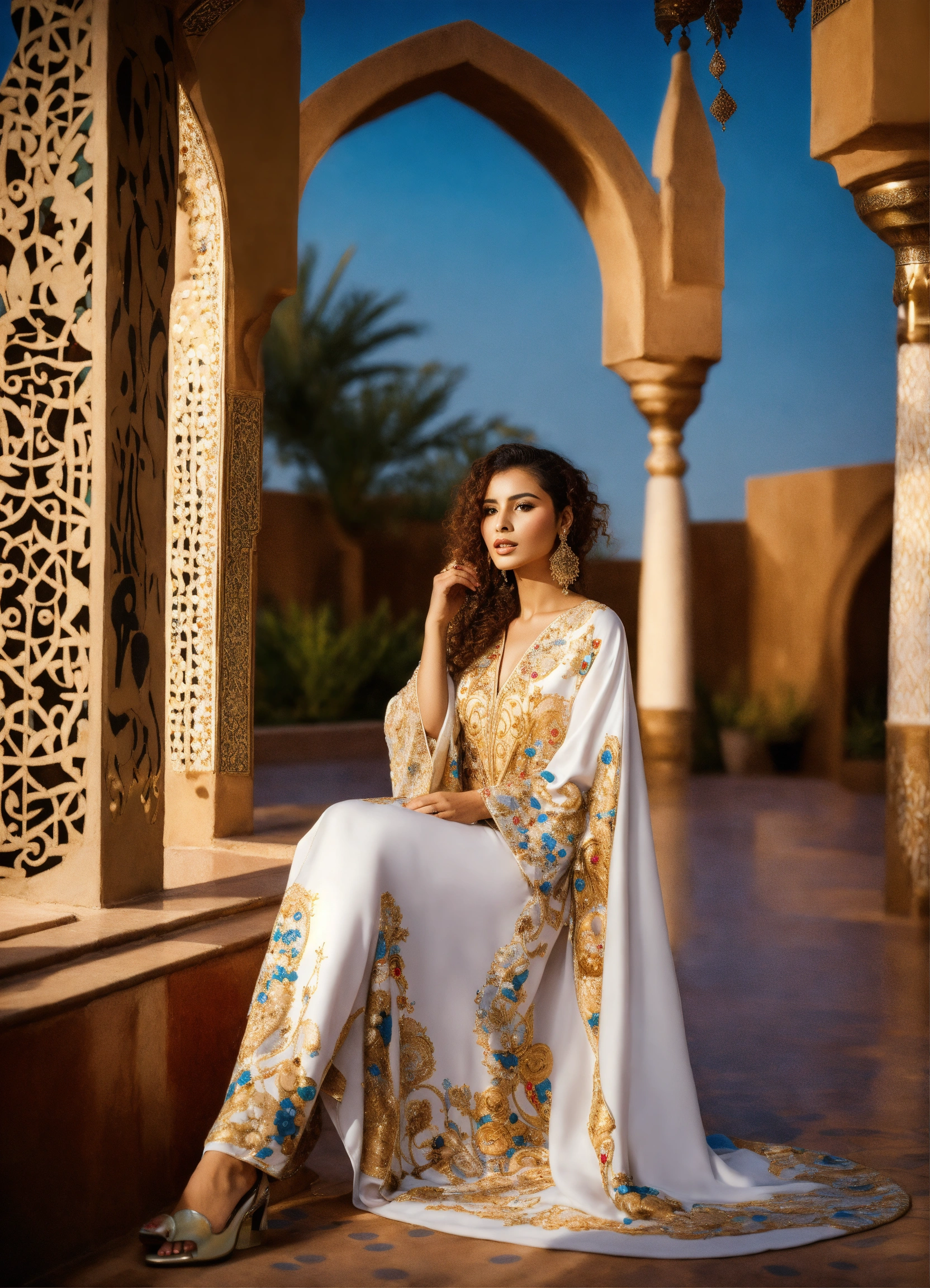 Lexica - Beautiful morrocan women wearing morrocan kaftan white , haute ...