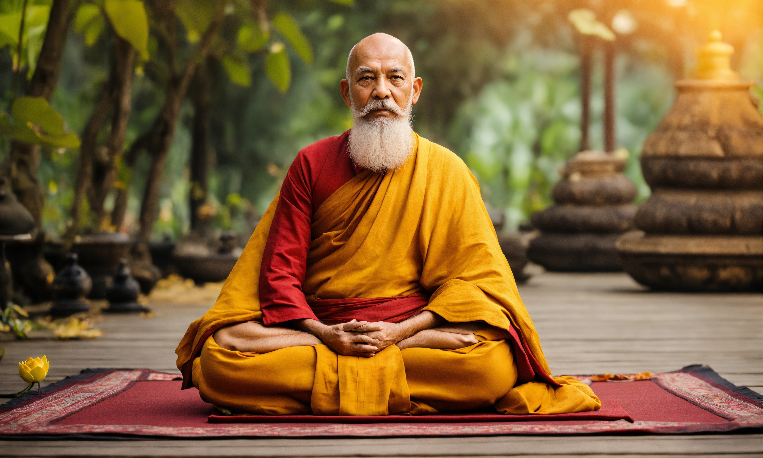 Lexica - Bald old monk with a beard and a pleasant face sitting in ...