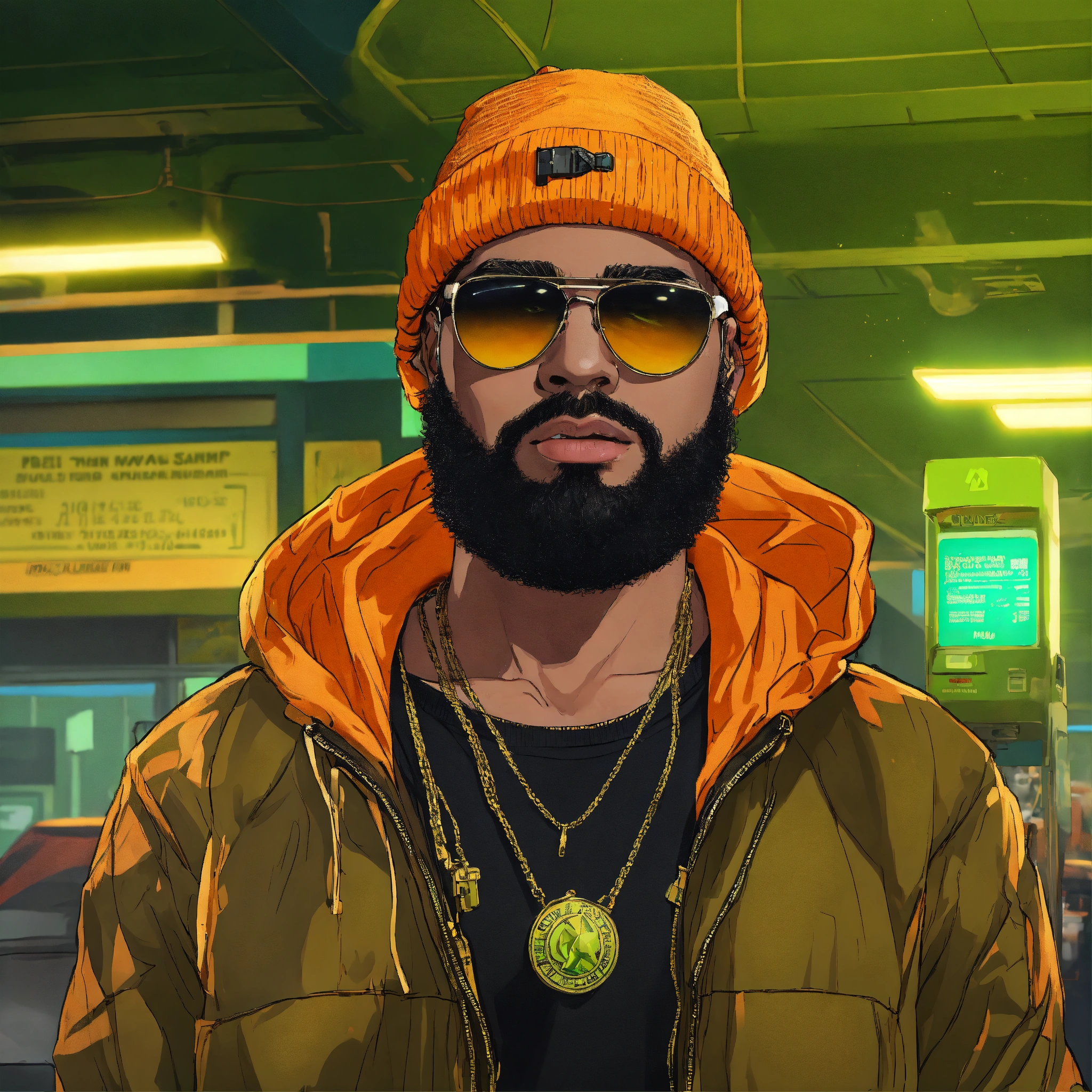 Lexica - HD, 4K, Background is a gas station with trap scene in the ...