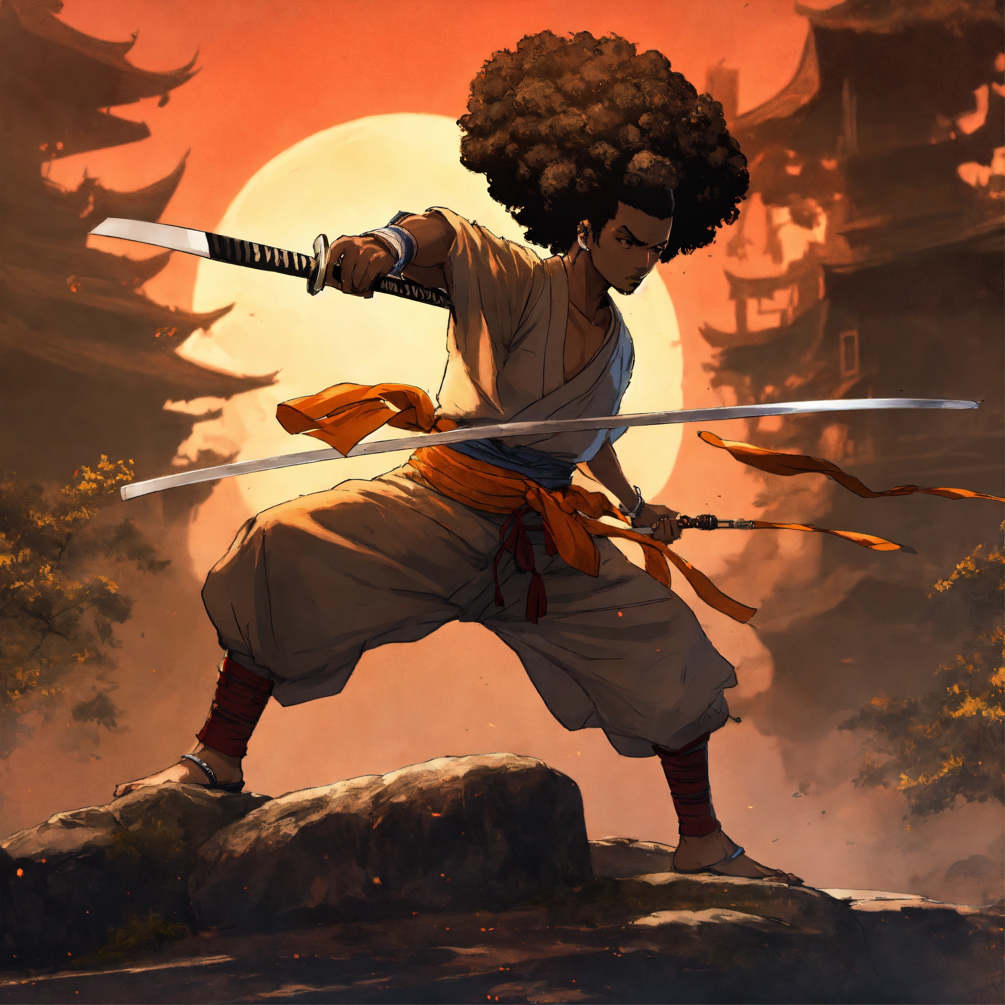 Lexica - Afro samurai anime, shaolin monk doing eagle claw fighting ...