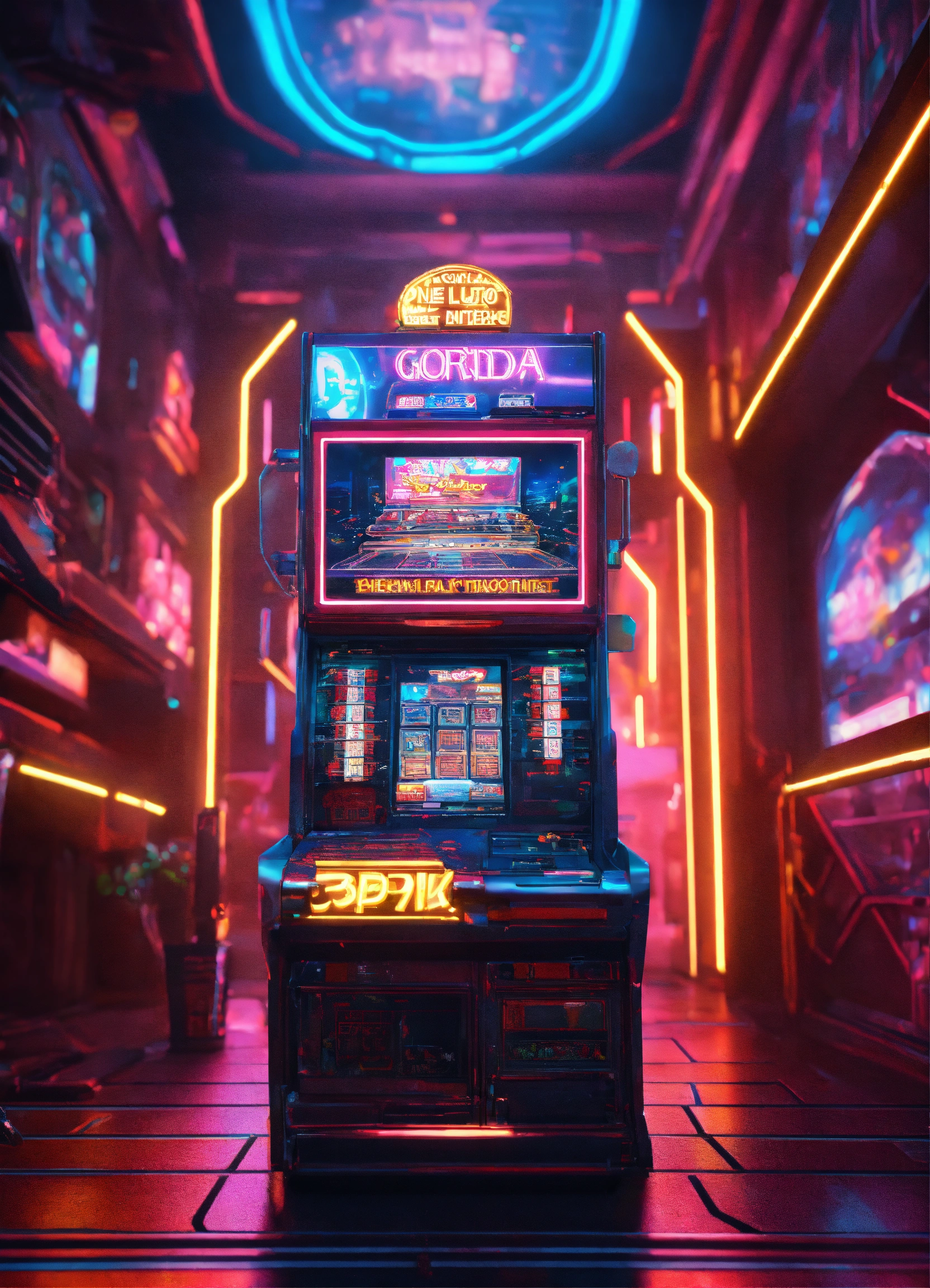 Lexica - 3D realistic GORIDA FUTURISTIC WITH SLOT MACHINE CYBERPUNK ...