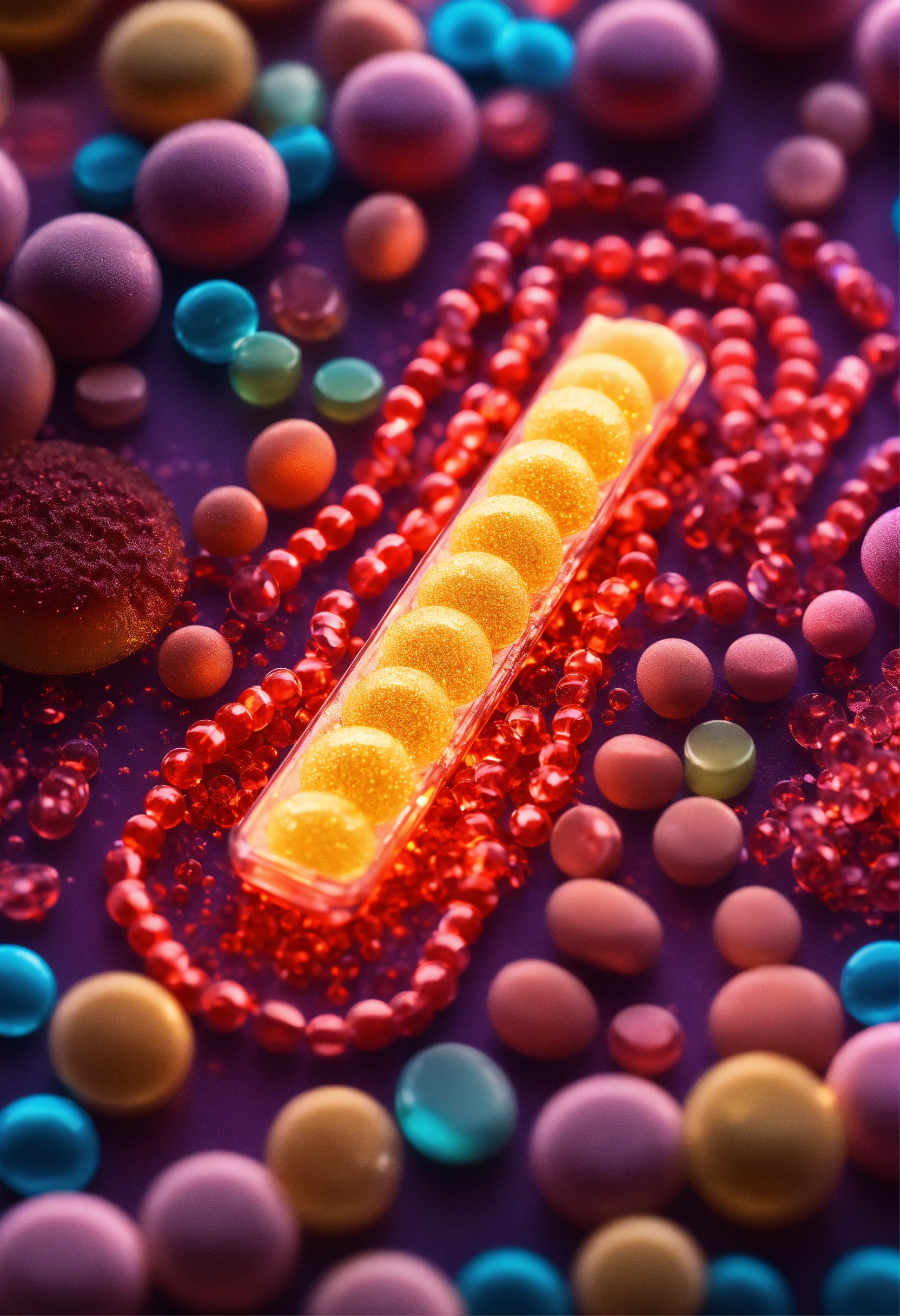 Lexica - Small luminous dots around drugs and pills occupying a half of ...