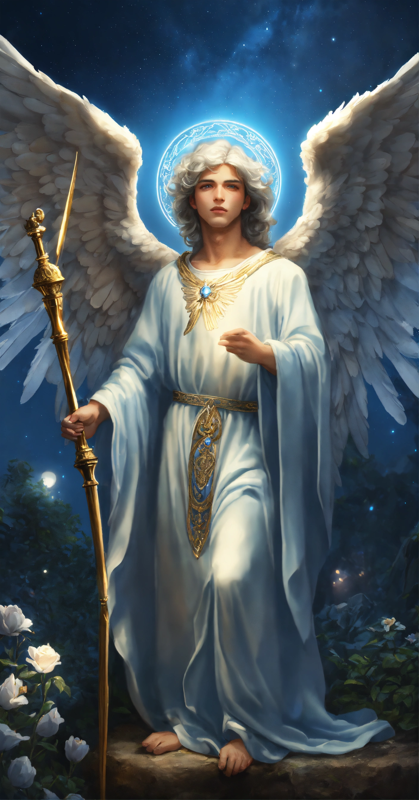 Lexica - 2 male guardian angels with detailed and luminous blue angel ...