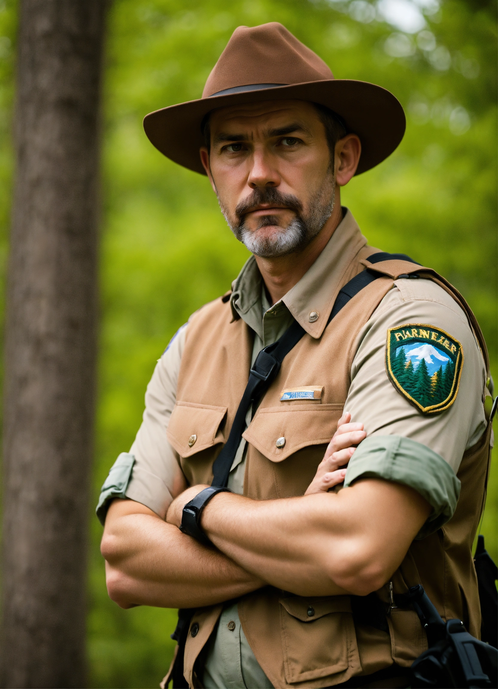 Lexica - Scared Canadian park ranger man, FRONT VIEW, casual clothes ...