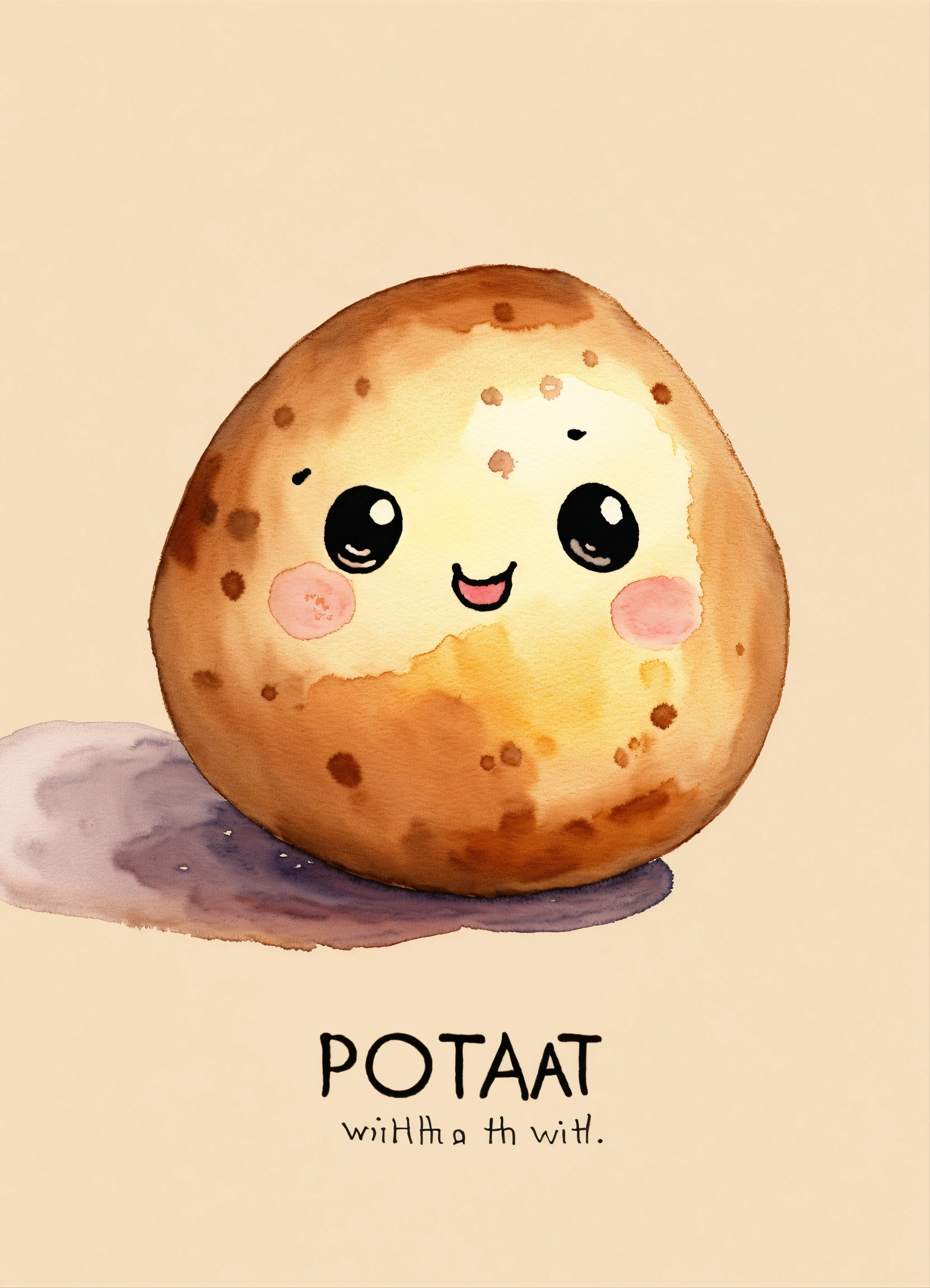 Lexica - A simple watercolor cute baby potato on its side with text ...